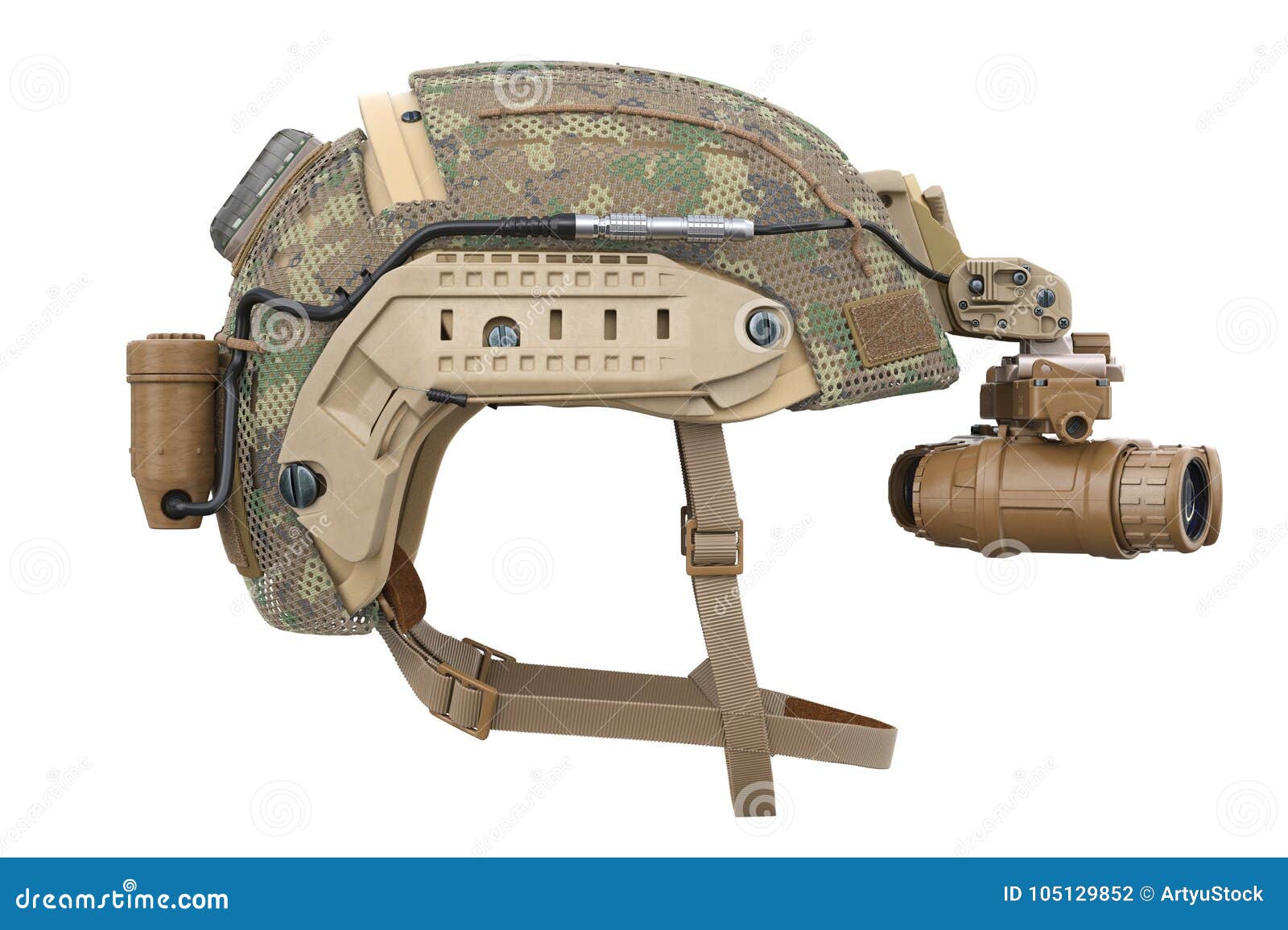 Helmet Vision Device, Side View Stock Illustration - Illustration of ...
