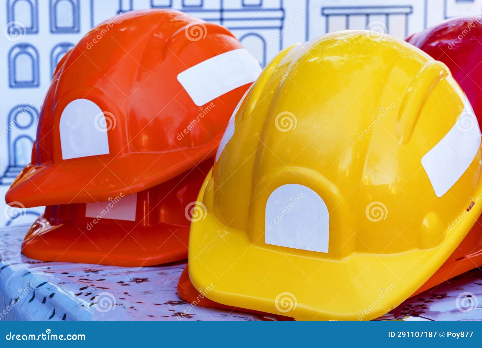 Helmets of Builders. Plastic Safety Helmets Stock Image - Image of ...