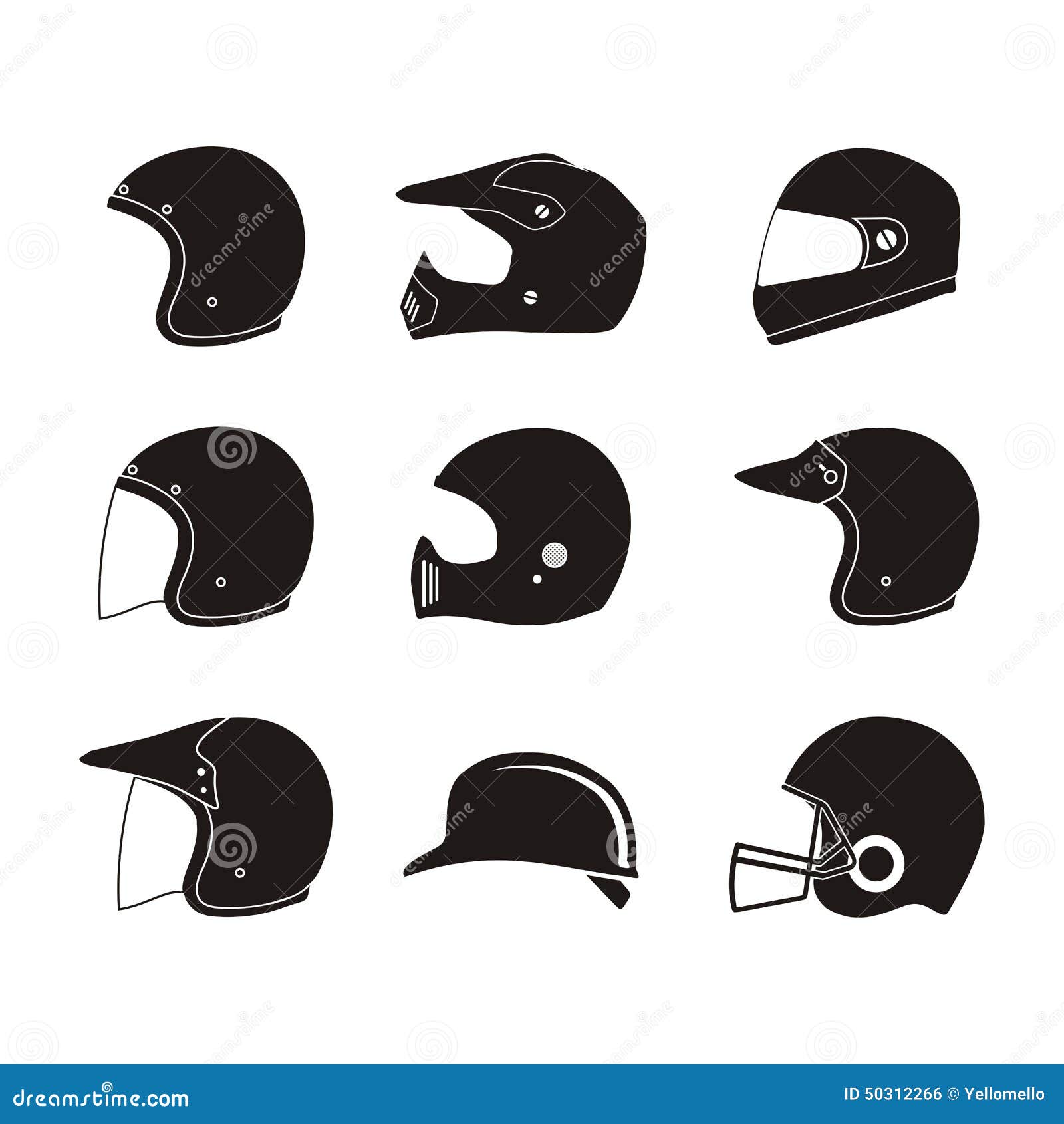 Helmsilhouet - De Reeksen Van Het Helmpictogram Vector Illustratie ...