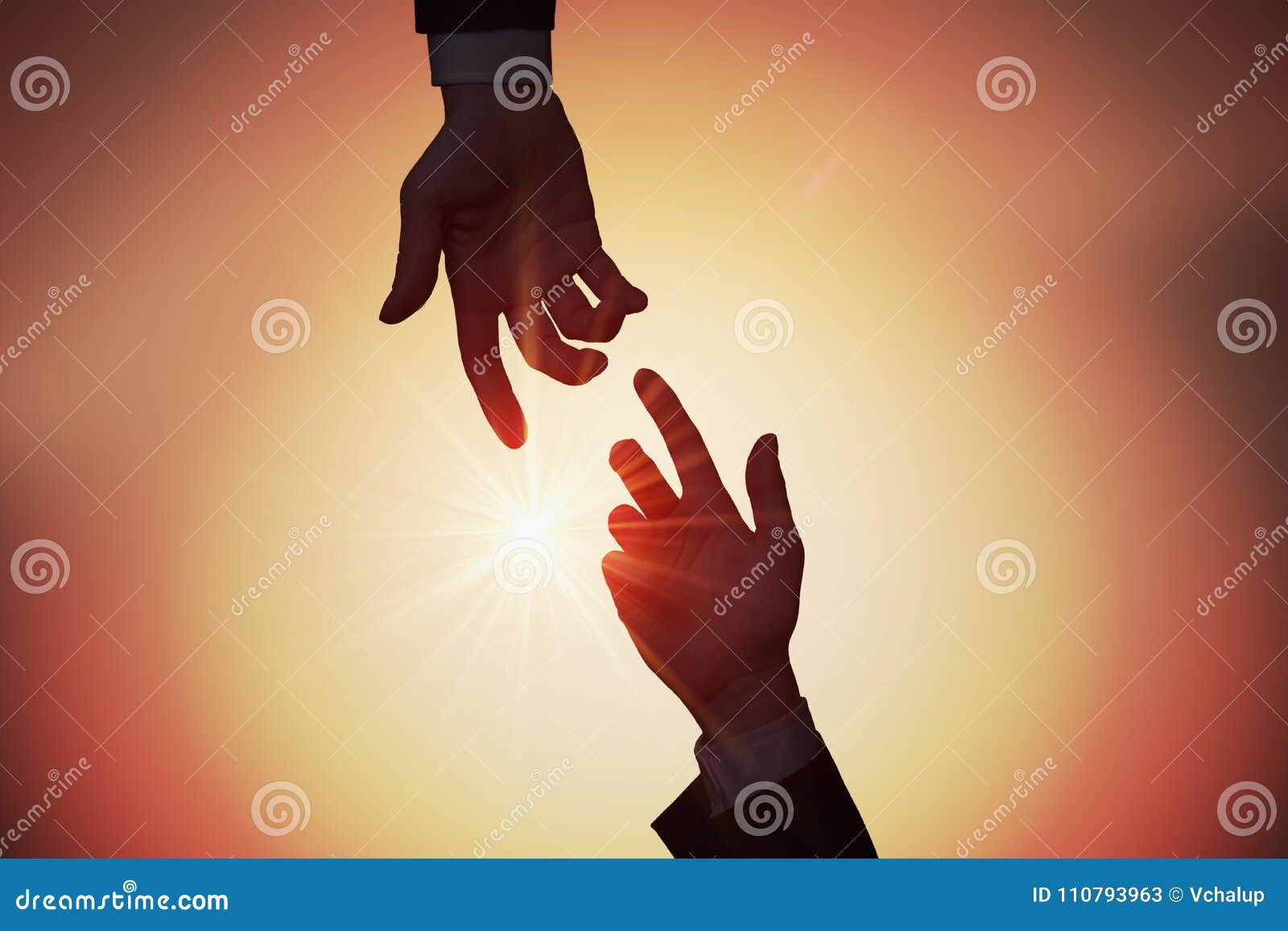 Help and Assistance Concept. Two Hands are Reaching Each Other at ...