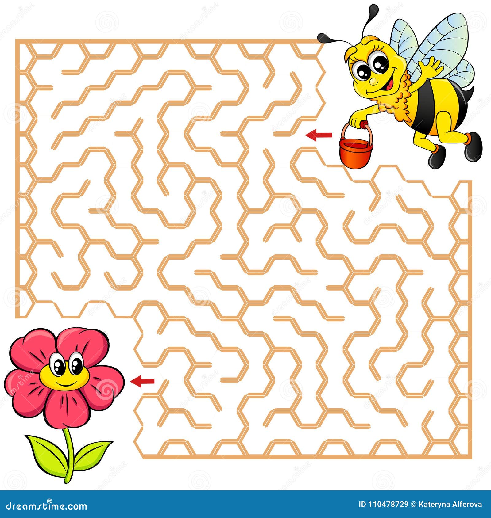 Help Bee Find Path To Flower. Labyrinth Stock Vector - Illustration of ... Help Bee Find Path To Flower. Labyrinth Stock Vector - Illustration of ...