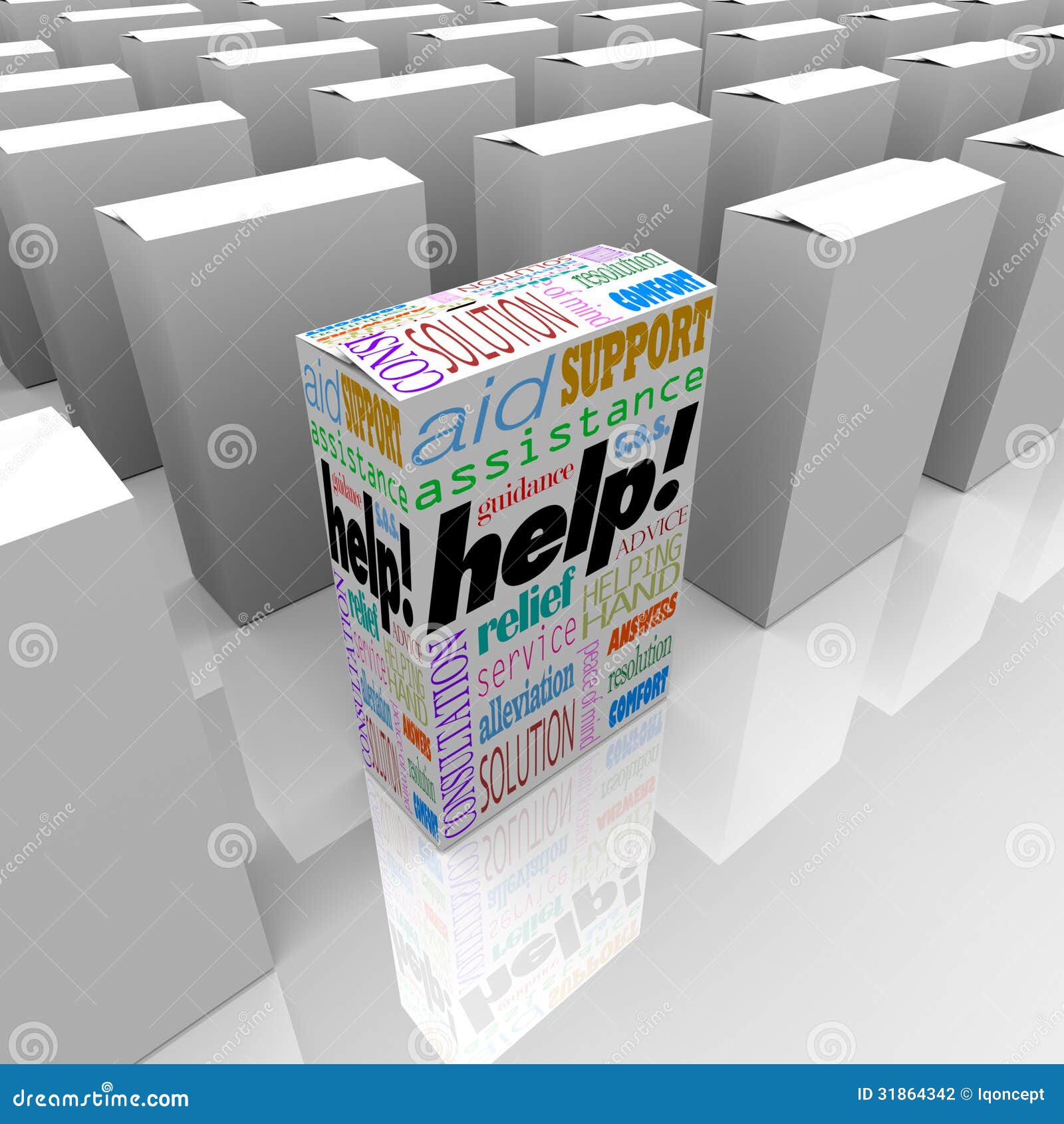 Help Box of Customer Assistance and Support on Store Shelf Stock ...