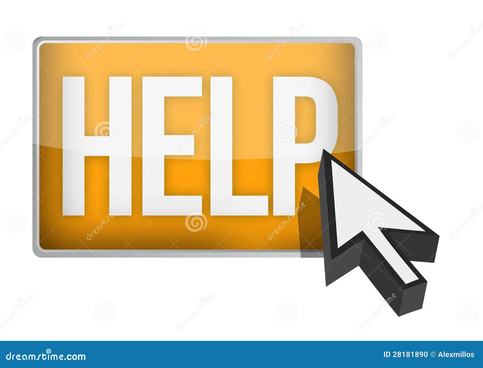 Help Button and Arrow Cursor Stock Illustration - Illustration of call ...