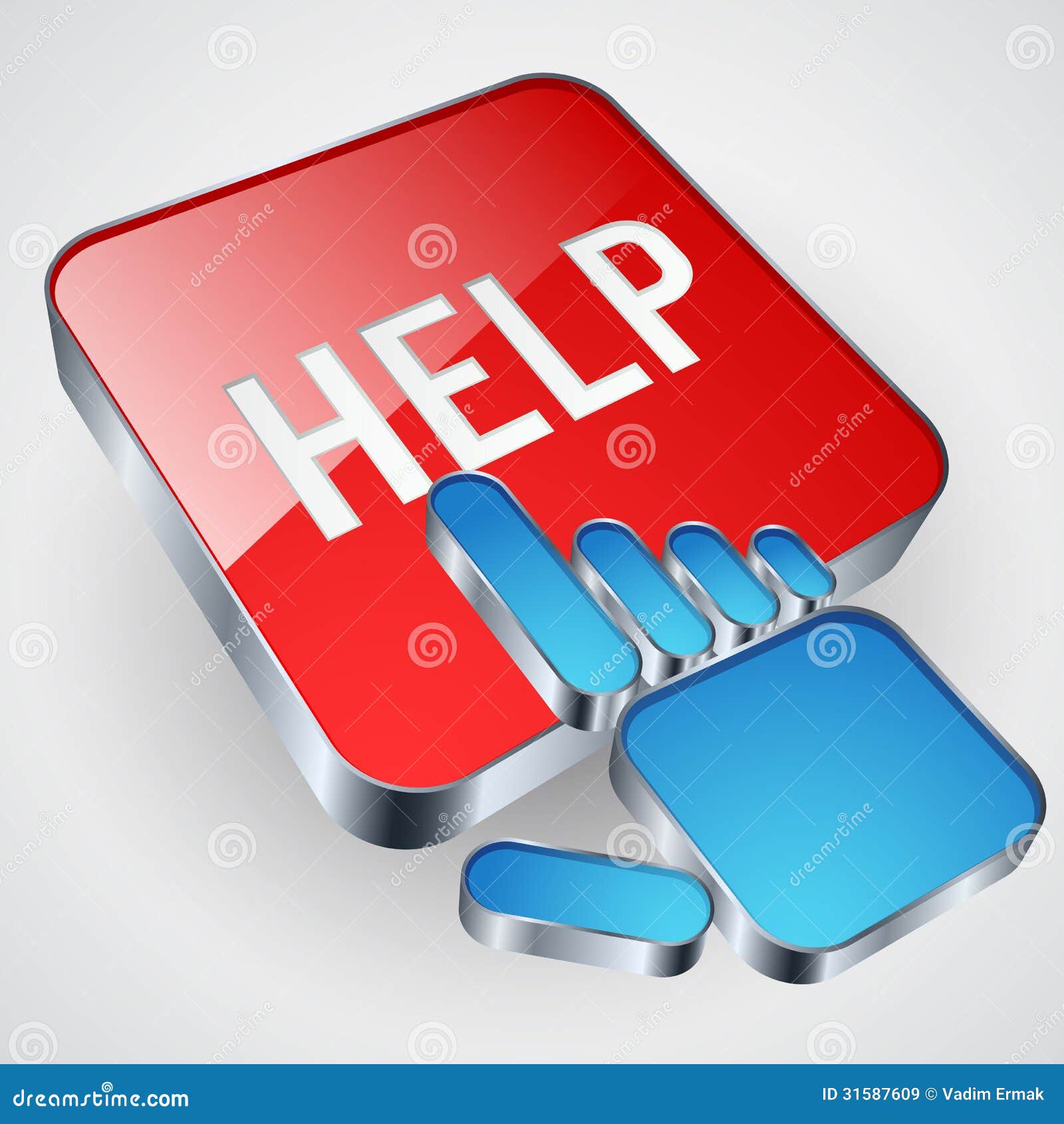 Help Button with Blue Hand Cursor Stock Vector - Illustration of design ...