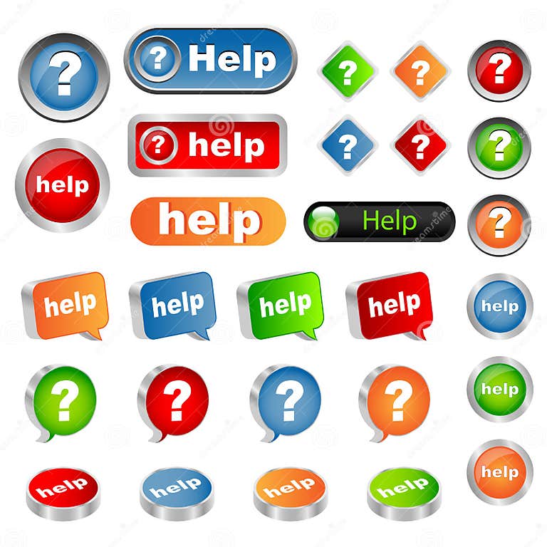 Help buttons stock vector. Illustration of black, orange - 20977646