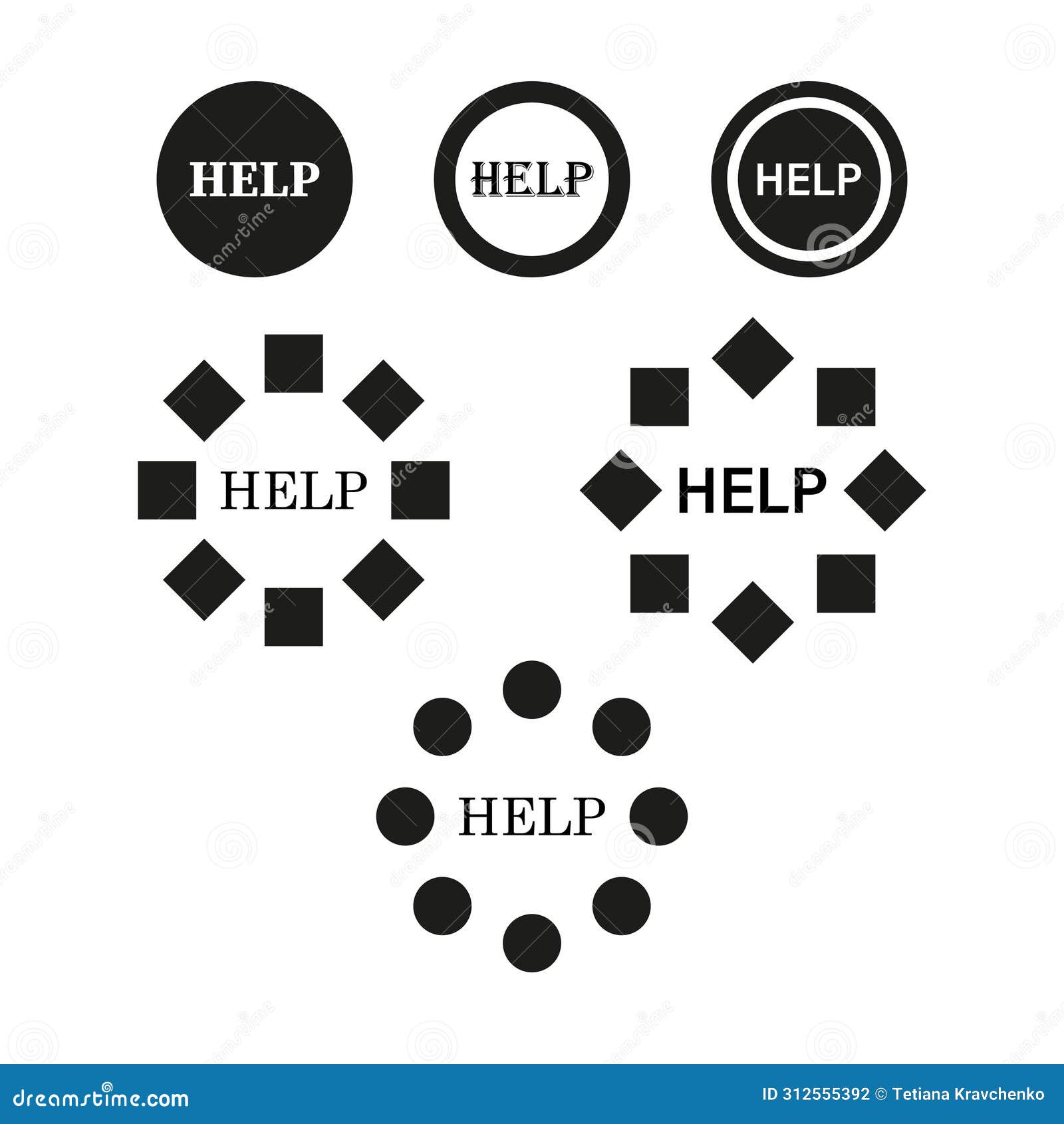 Help Buttons Set. Circle and Diamond Assistance Icons. Support Symbol ...