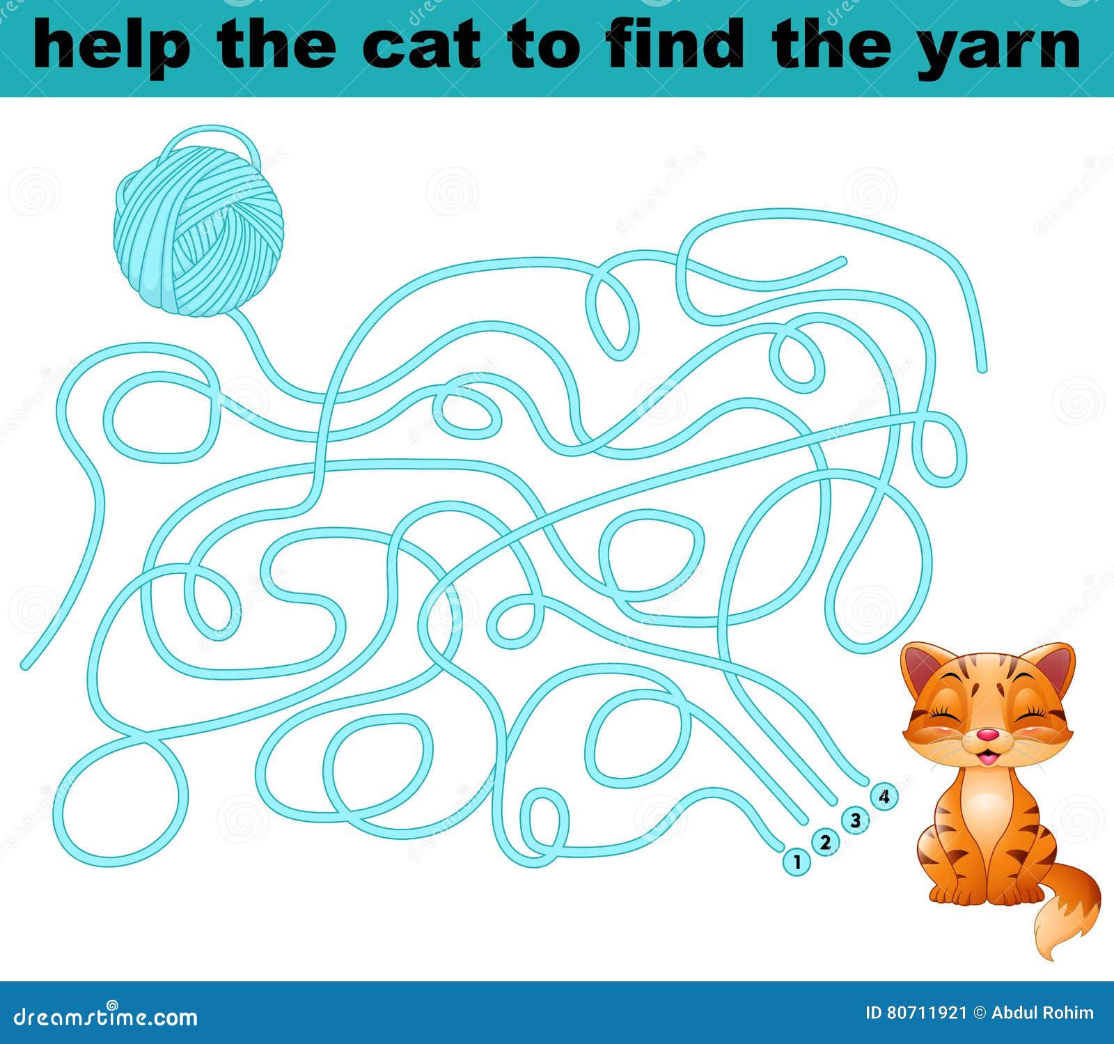 Help the Cat To Find the Yarn Stock Vector - Illustration of brain ...