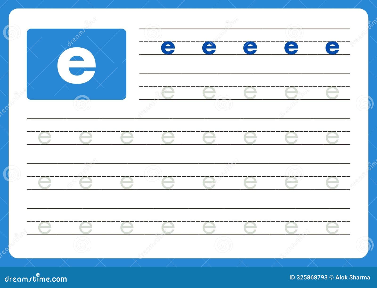 Alphabet Small Letter E Tracing Worksheet Stock Illustration ...