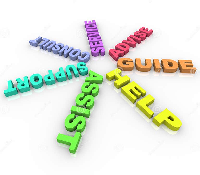 Help - Colored Words in a Circle Stock Illustration - Illustration of ...