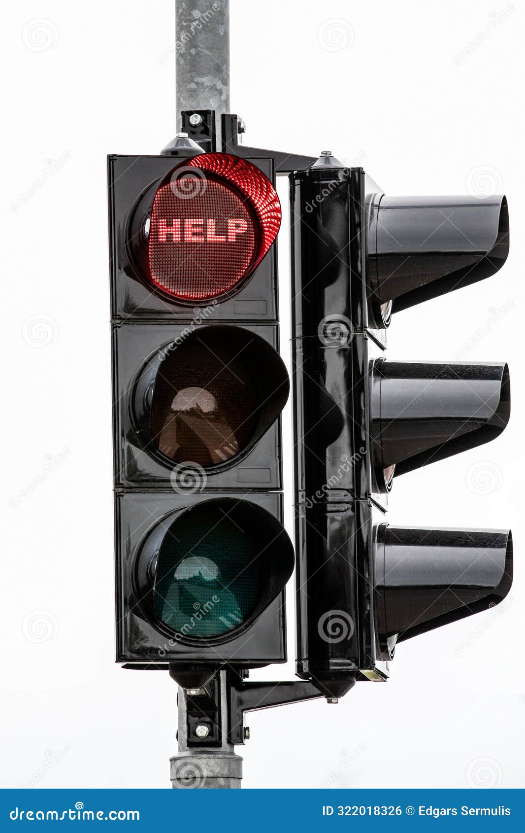HELP Concept. Traffic Light with Red Light Stock Photo - Image of ...