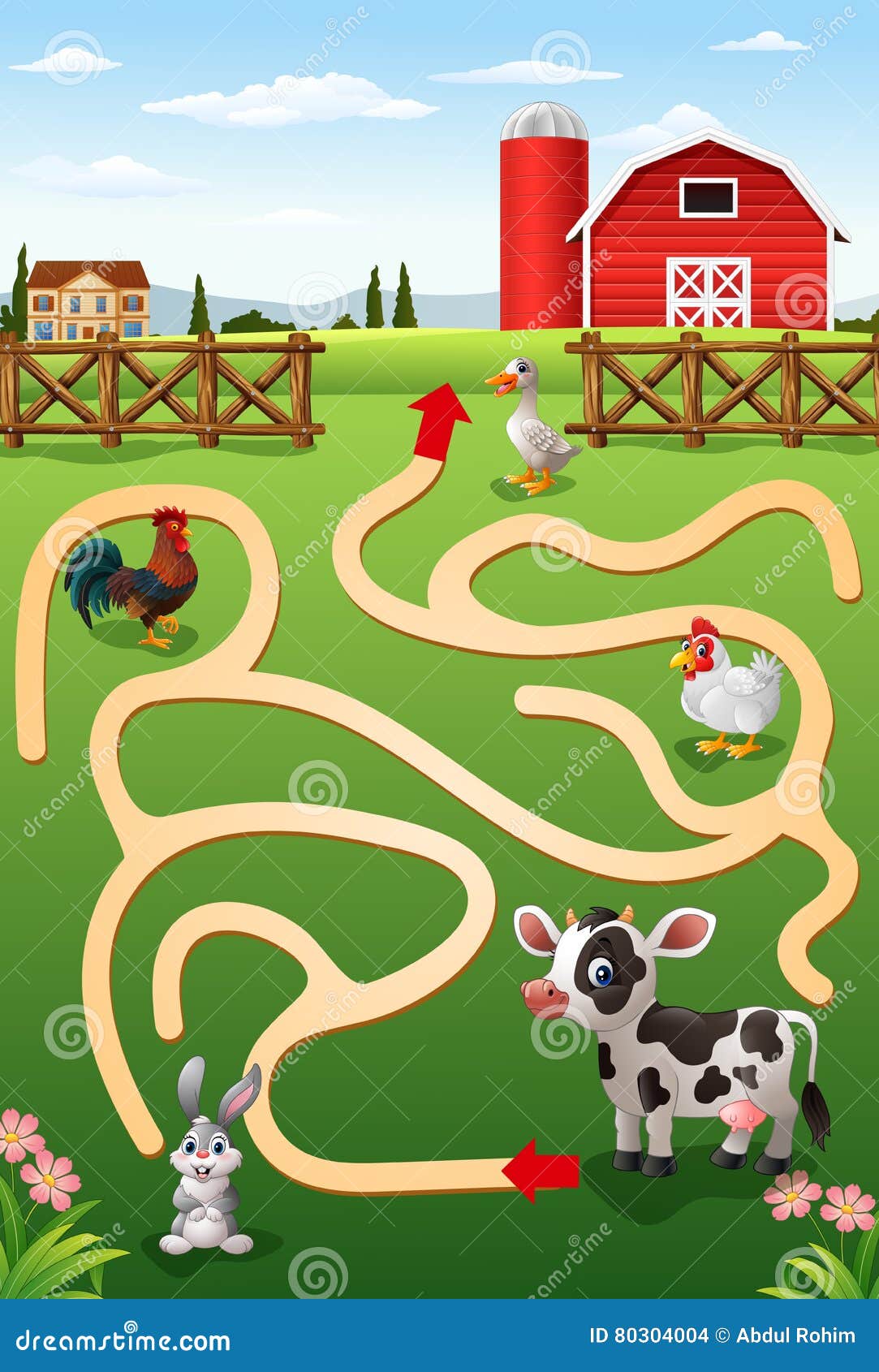 Help the Cow To Find the Farm Stock Vector - Illustration of play ...
