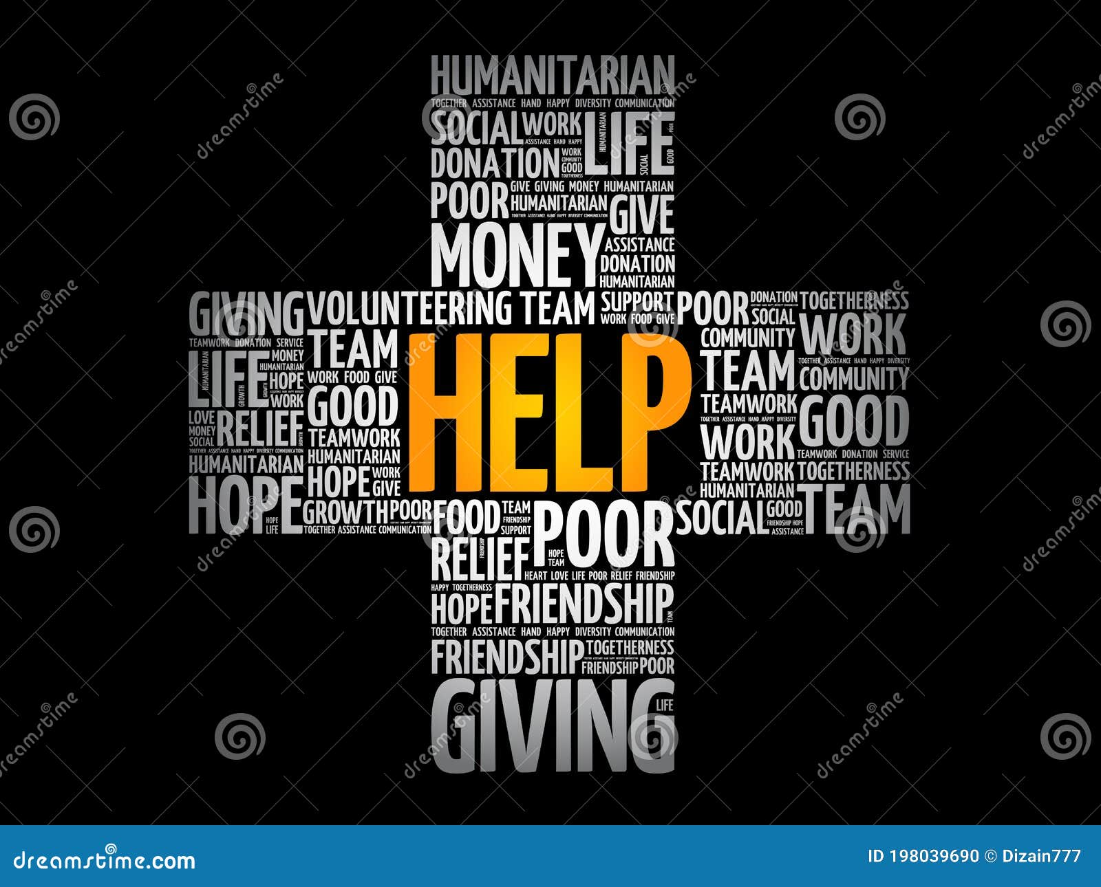 HELP Cross Word Cloud Collage Stock Photo - Image of cloud, hope: 198039690