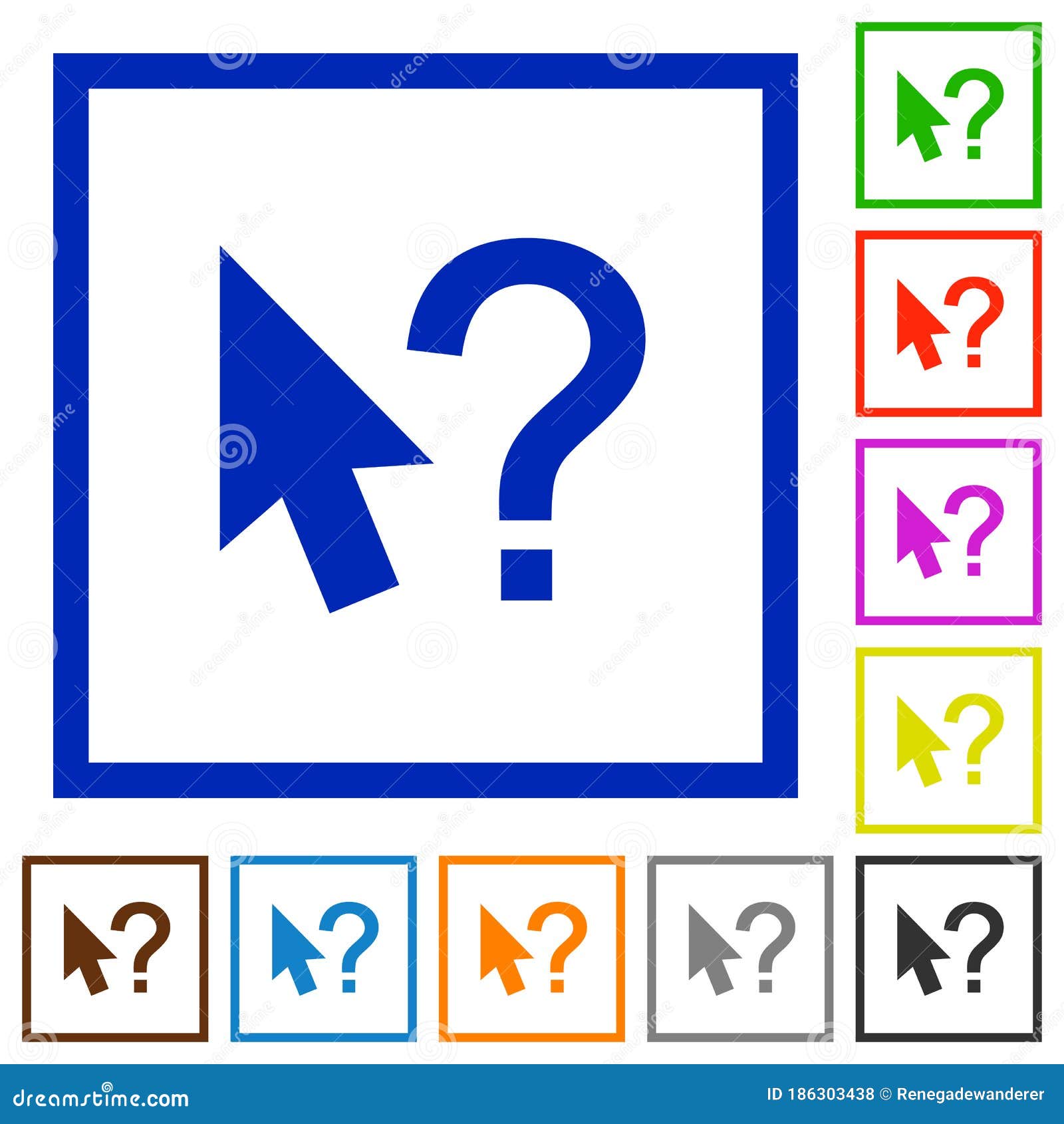 Help Cursor Framed Flat Icons Stock Illustration - Illustration of ...