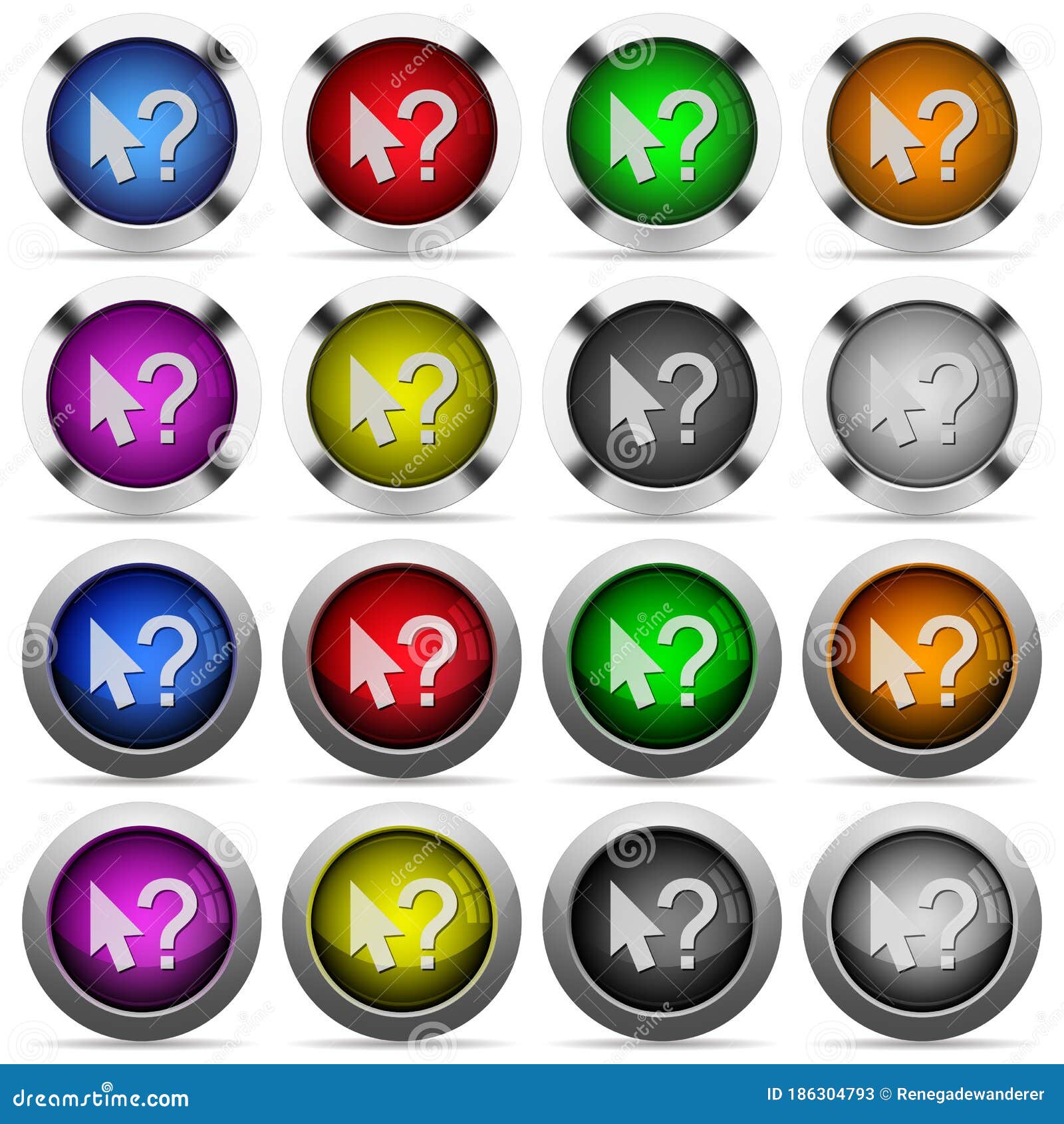 Help Cursor Glossy Button Set Stock Illustration - Illustration of ...