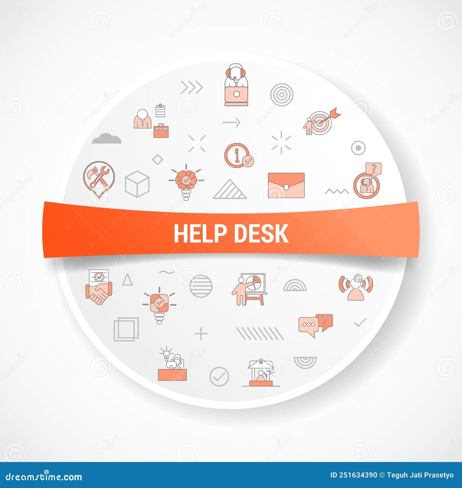 Help Desk Concept with Icon Concept with Round or Circle Shape for ... Help Desk Concept with Icon Concept with Round or Circle Shape for ...