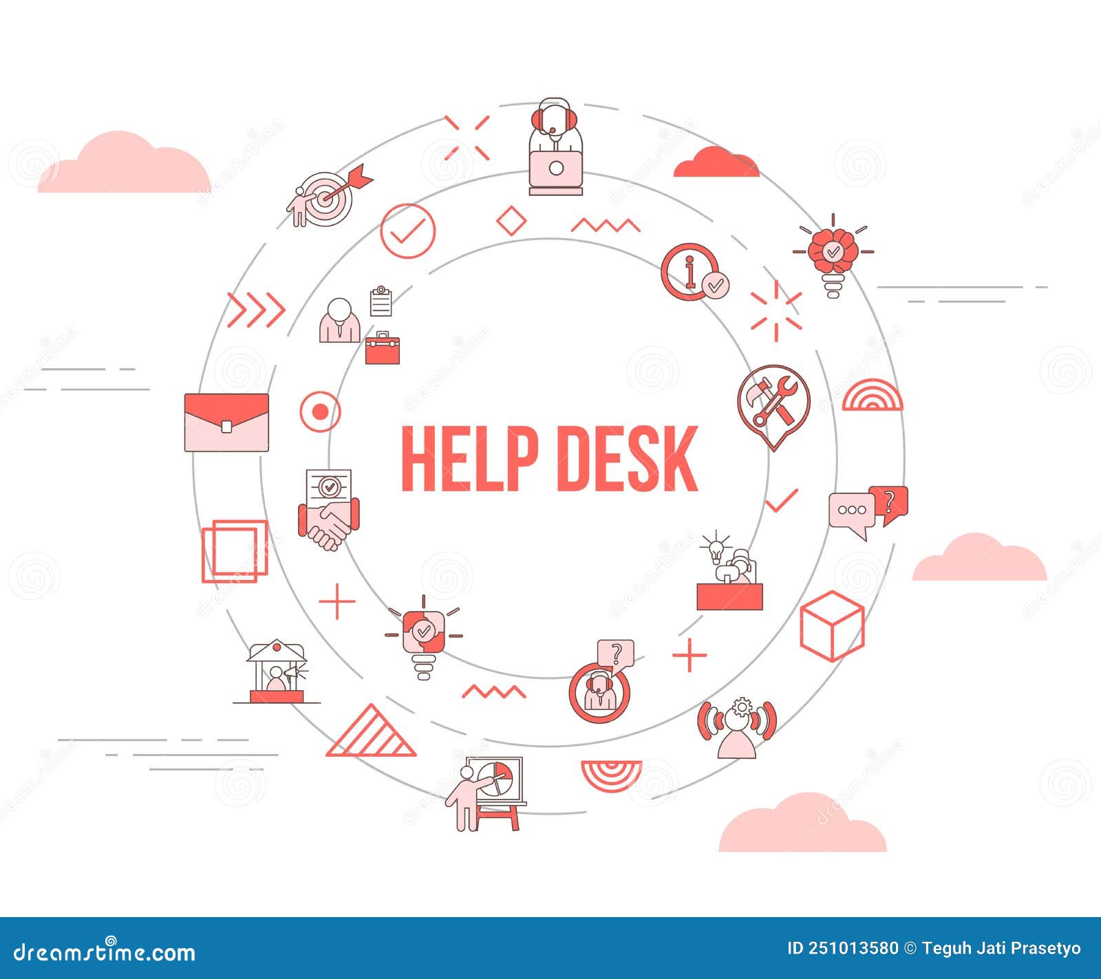 Help Desk Concept with Icon Set Template Banner and Circle Round Shape ...
