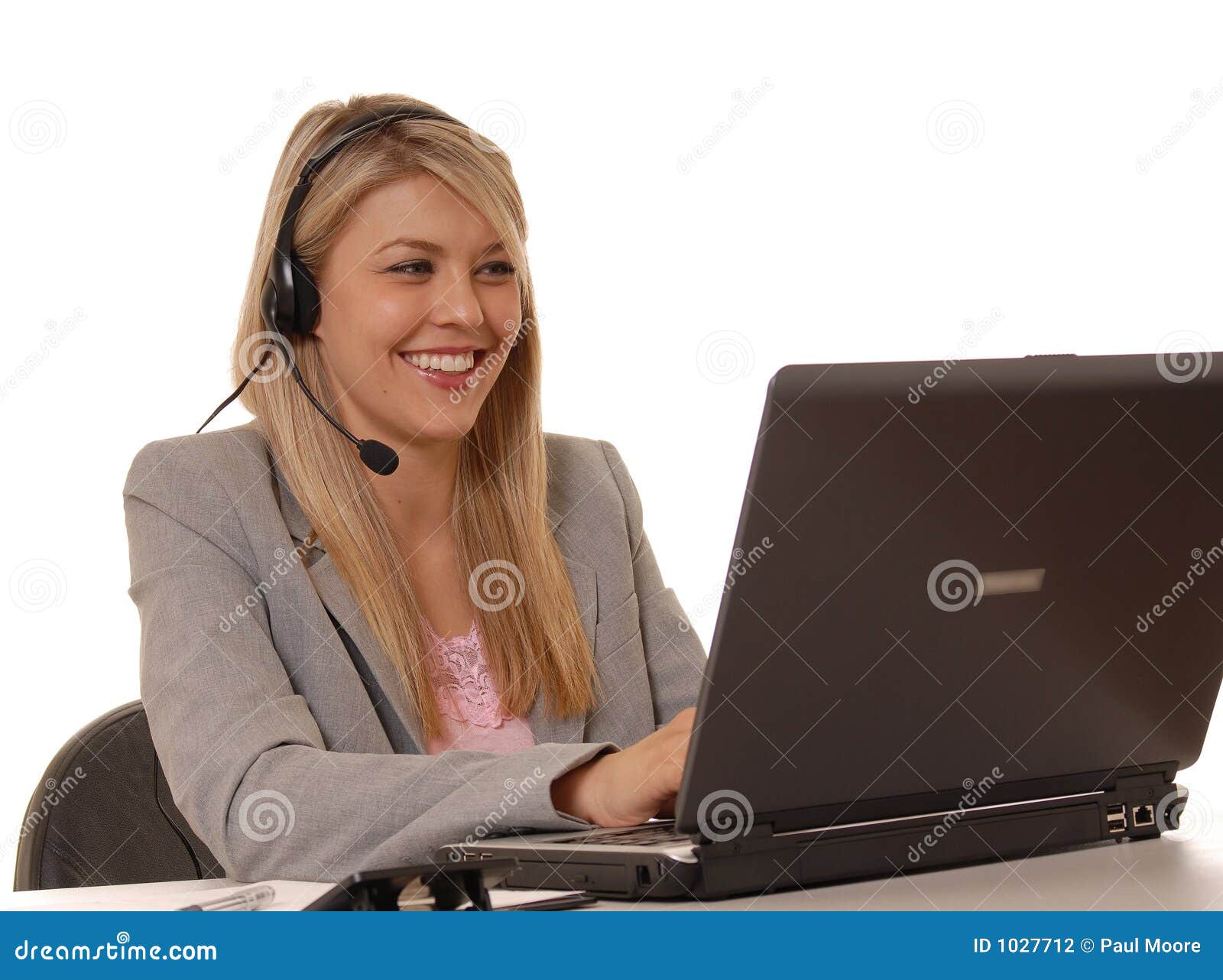 Help Desk Girl Smiling stock photo. Image of wireless - 1027712