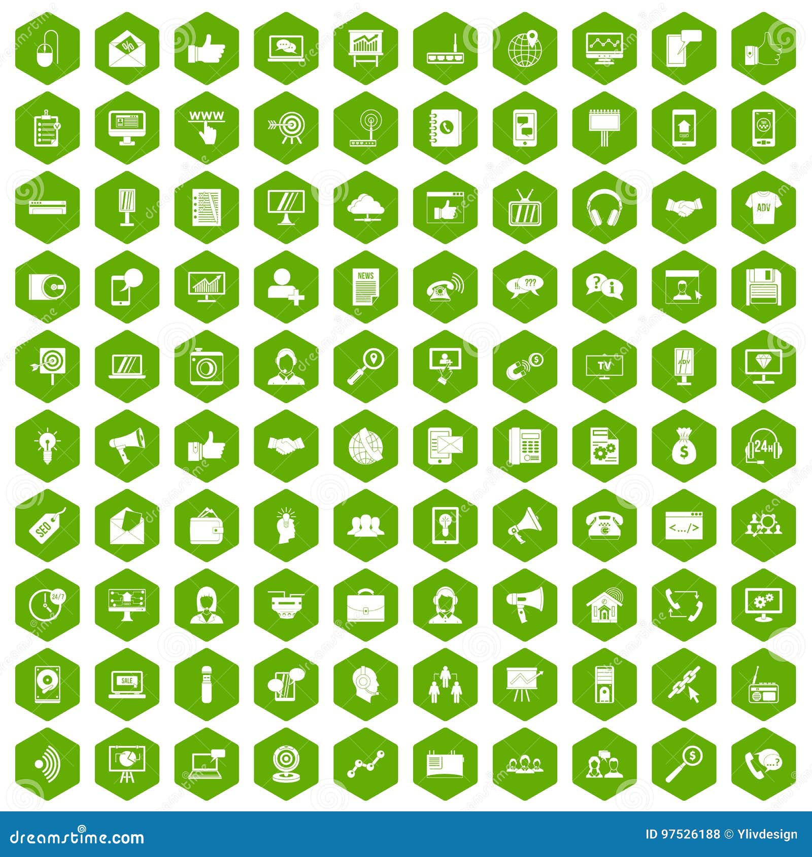 100 Help Desk Icons Hexagon Green Stock Vector - Illustration of ...