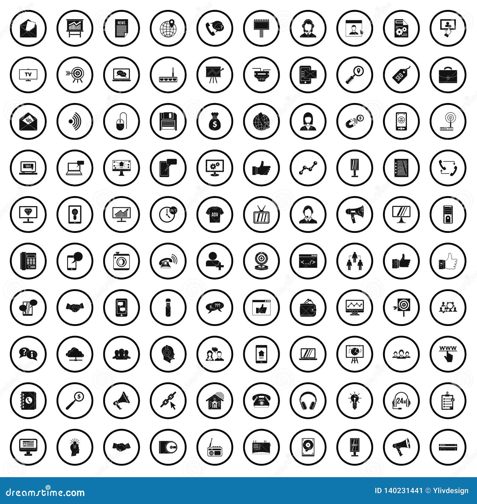 100 Help Desk Icons Set, Simple Style Stock Vector - Illustration of ...