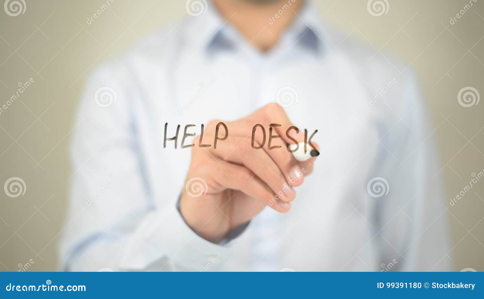 Help Desk , Man Writing on Transparent Wall Stock Photo - Image of ...