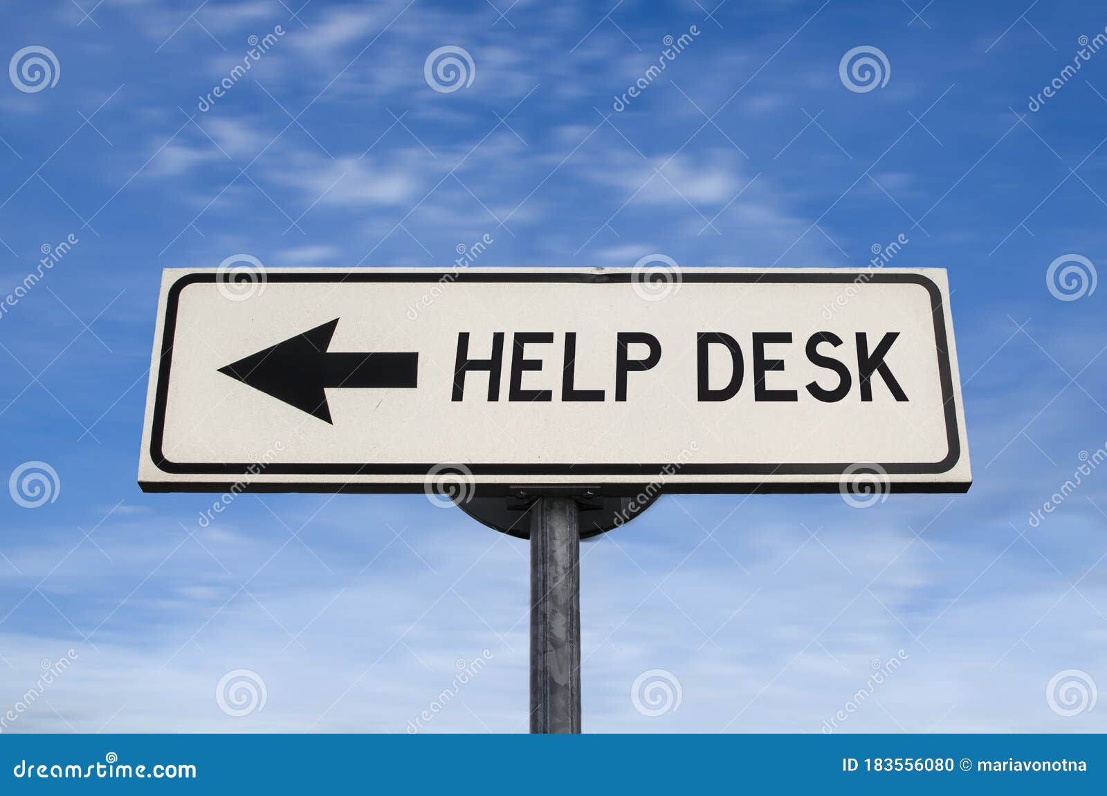 Help Desk Support Concept. White Sign with Arrow - Help Desk. Direction ...