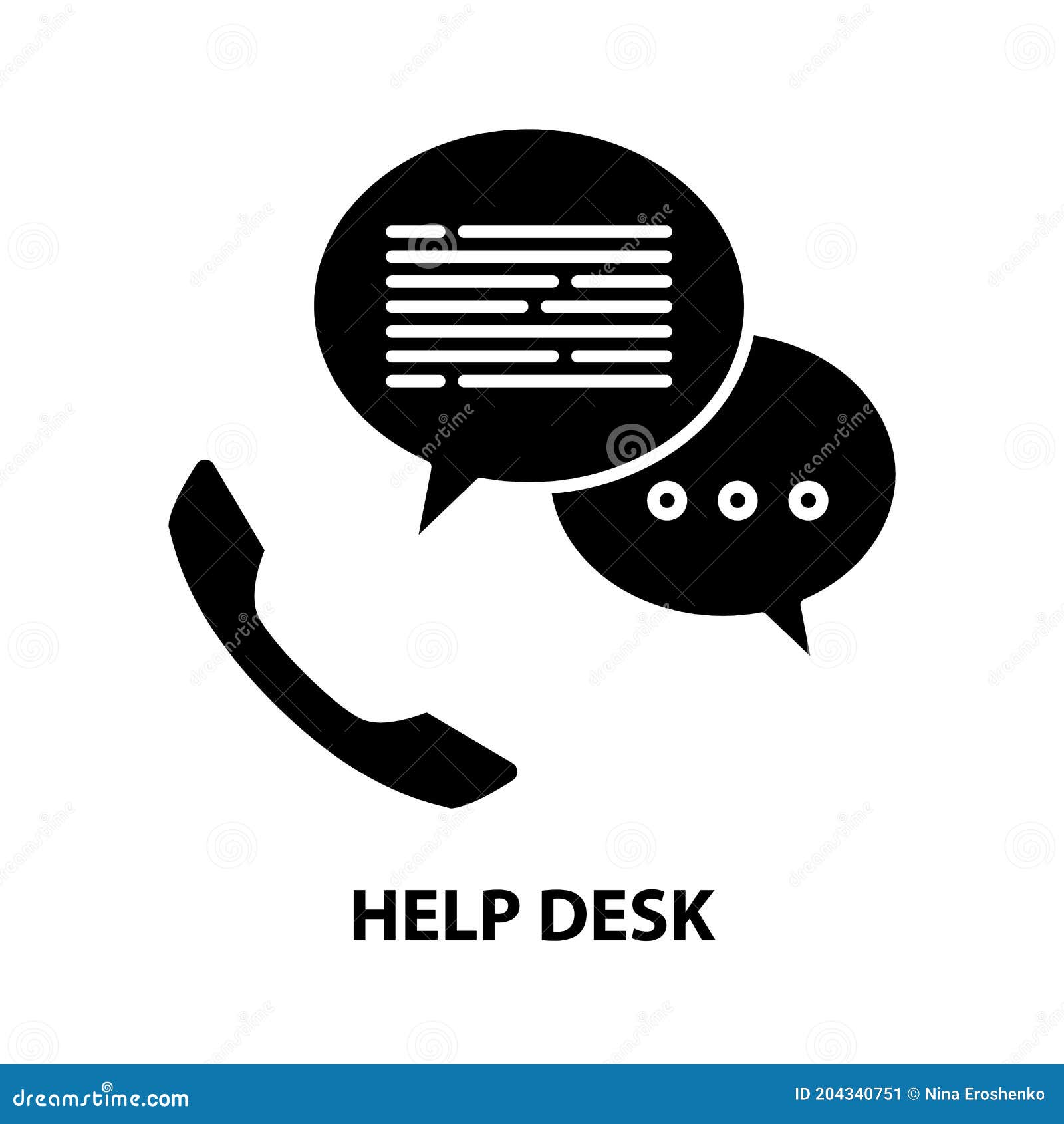 Help Desk Symbol Icon, Black Vector Sign with Editable Strokes, Concept ...