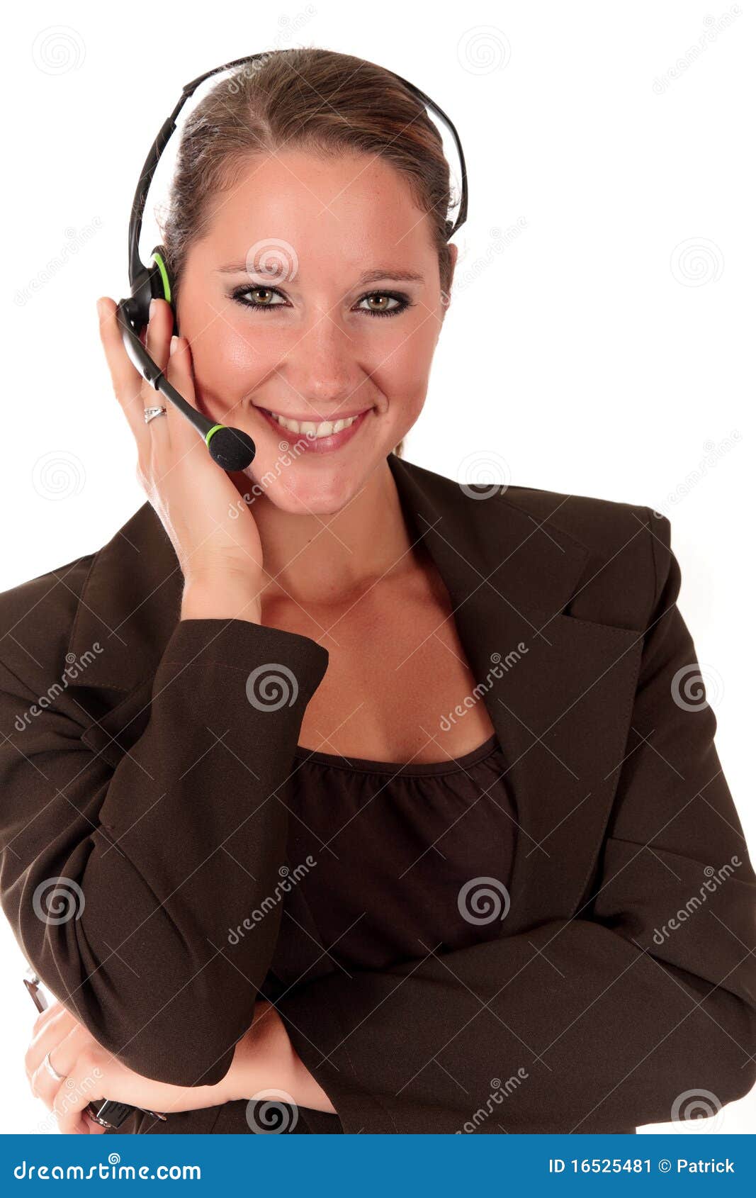 Help Desk Woman Communicating Stock Image - Image of studio, headset ...