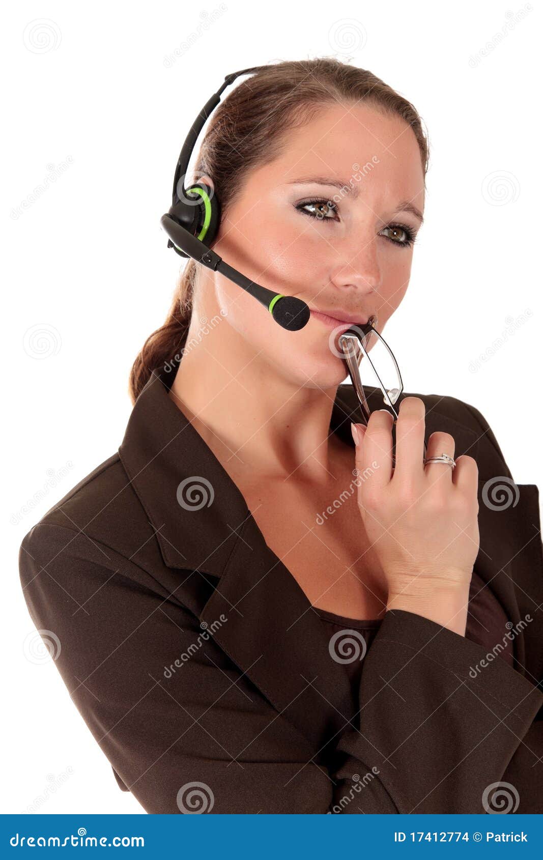 Help Desk Woman Communicating Stock Photo - Image of microphone ...