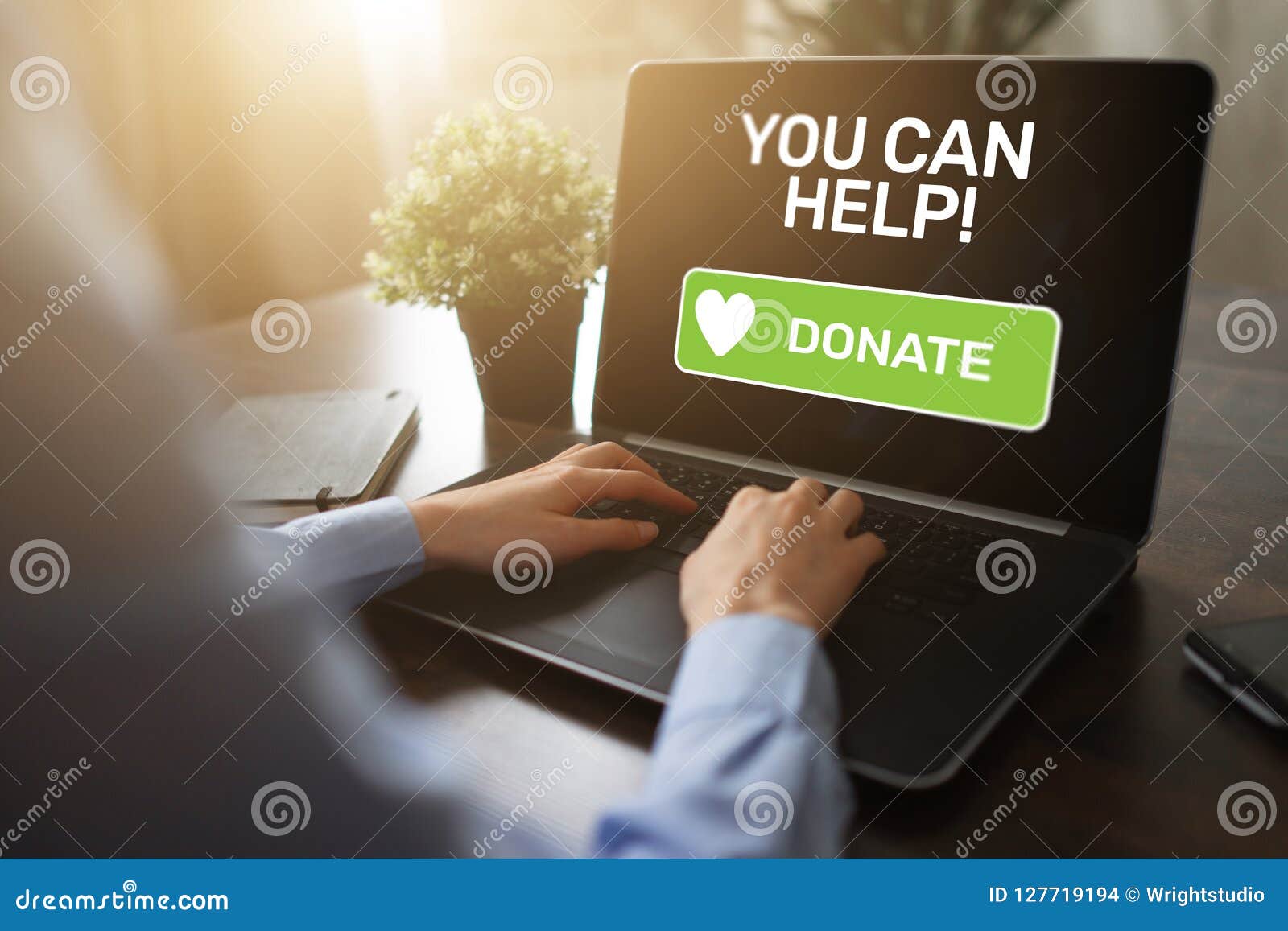 Help and Donation Button on Device Screen. Stock Photo - Image of ...