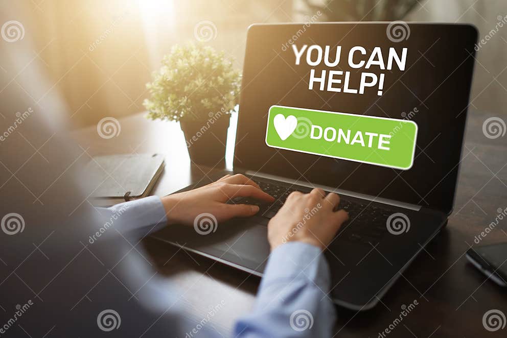 Help and Donation Button on Device Screen. Stock Photo - Image of ...