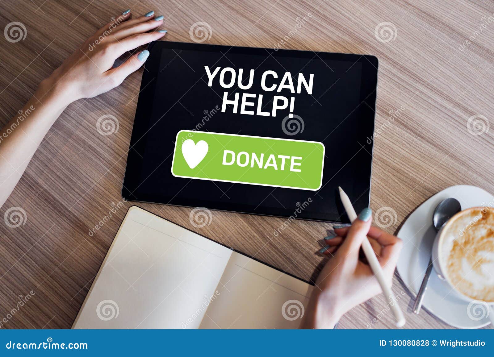 Help and Donation Button on Device Screen. Stock Photo - Image of ...