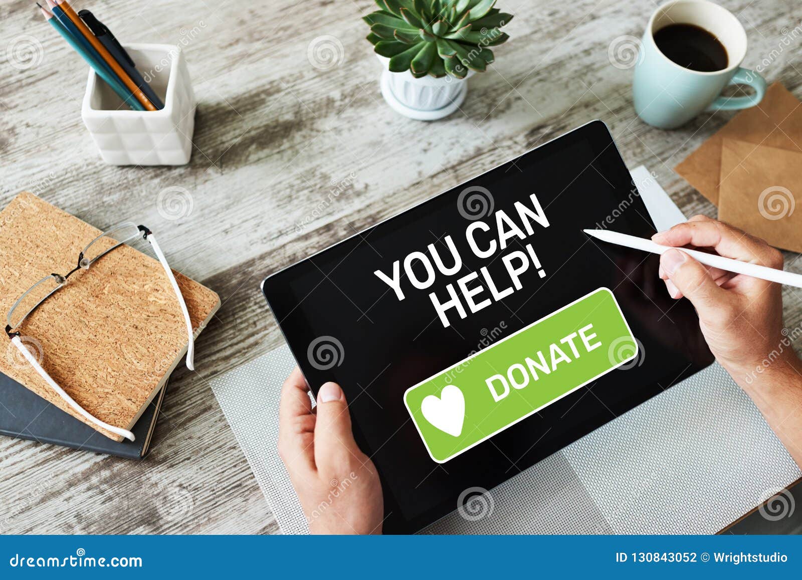 Help and Donation Button on Device Screen. Stock Photo - Image of ...