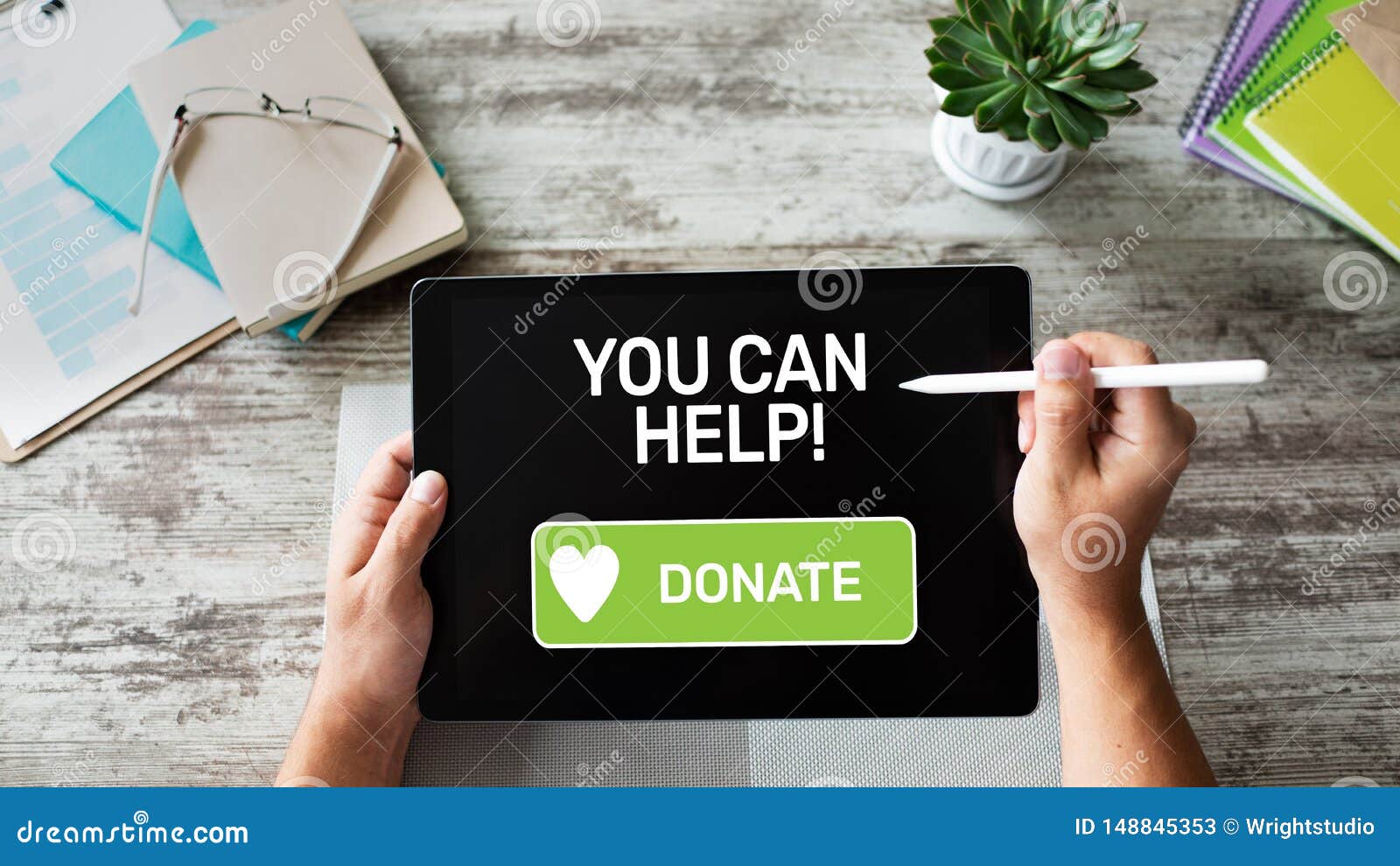 Help and Donation Button on Device Screen. Stock Image - Image of ...