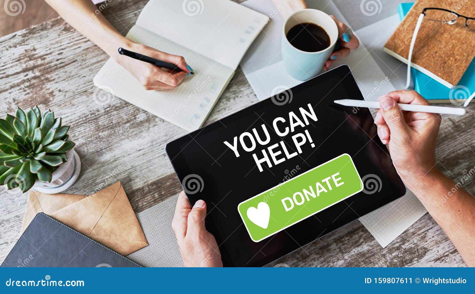 Help and Donation Button on Device Screen. Stock Image - Image of ...