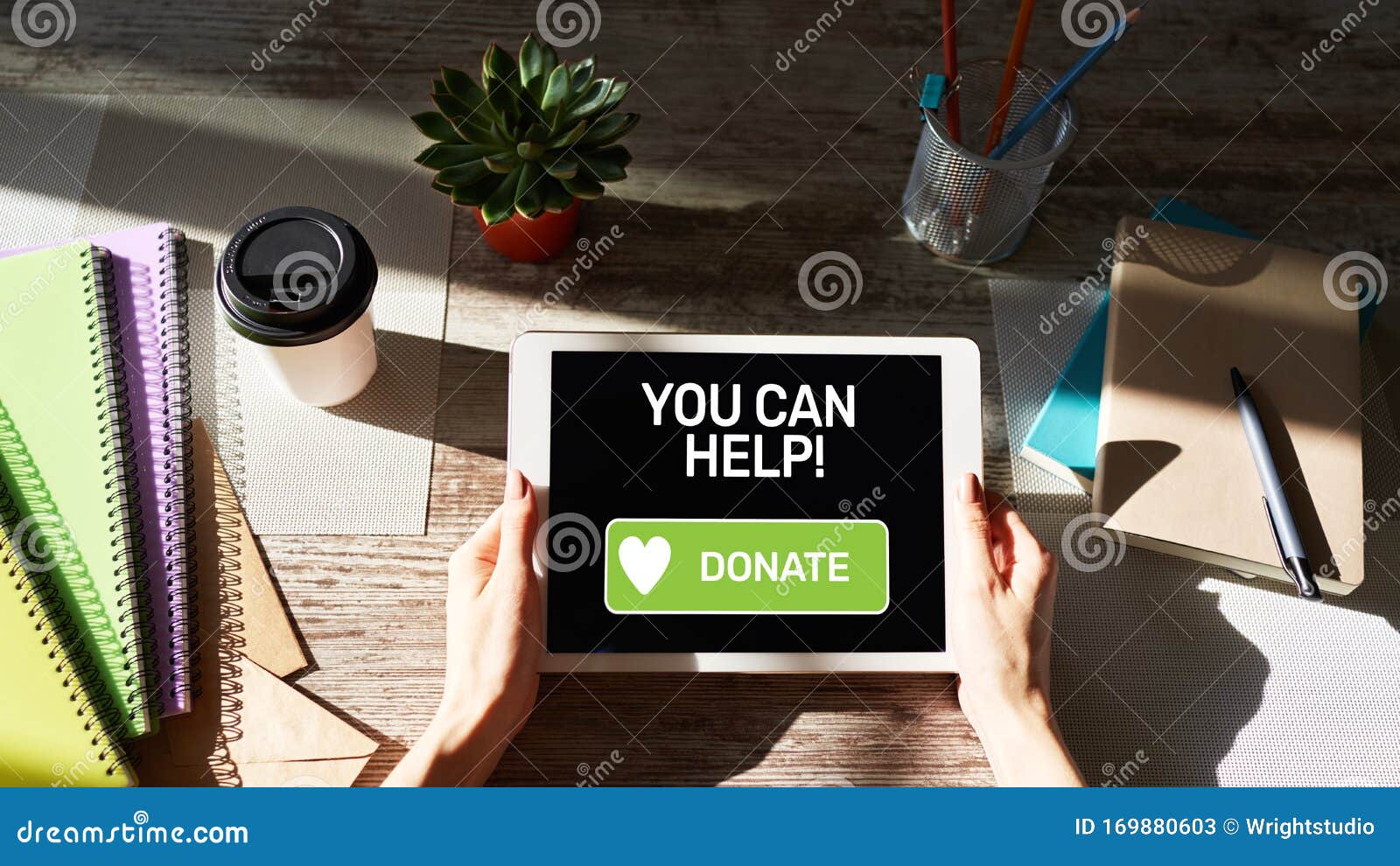 Help and Donation Button on Device Screen. Stock Image - Image of ...