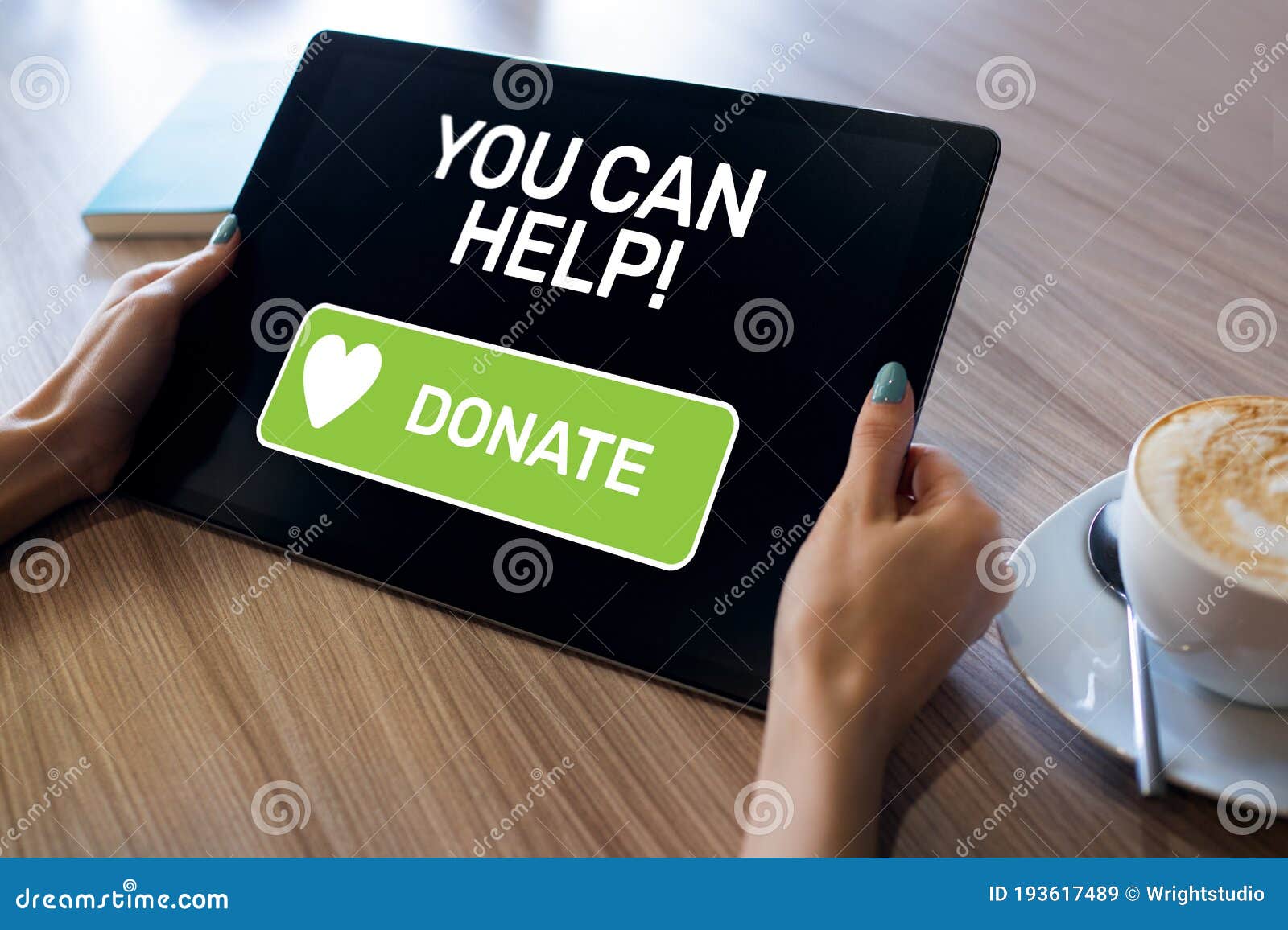 Help and Donation Button on Device Screen. Stock Image - Image of ...