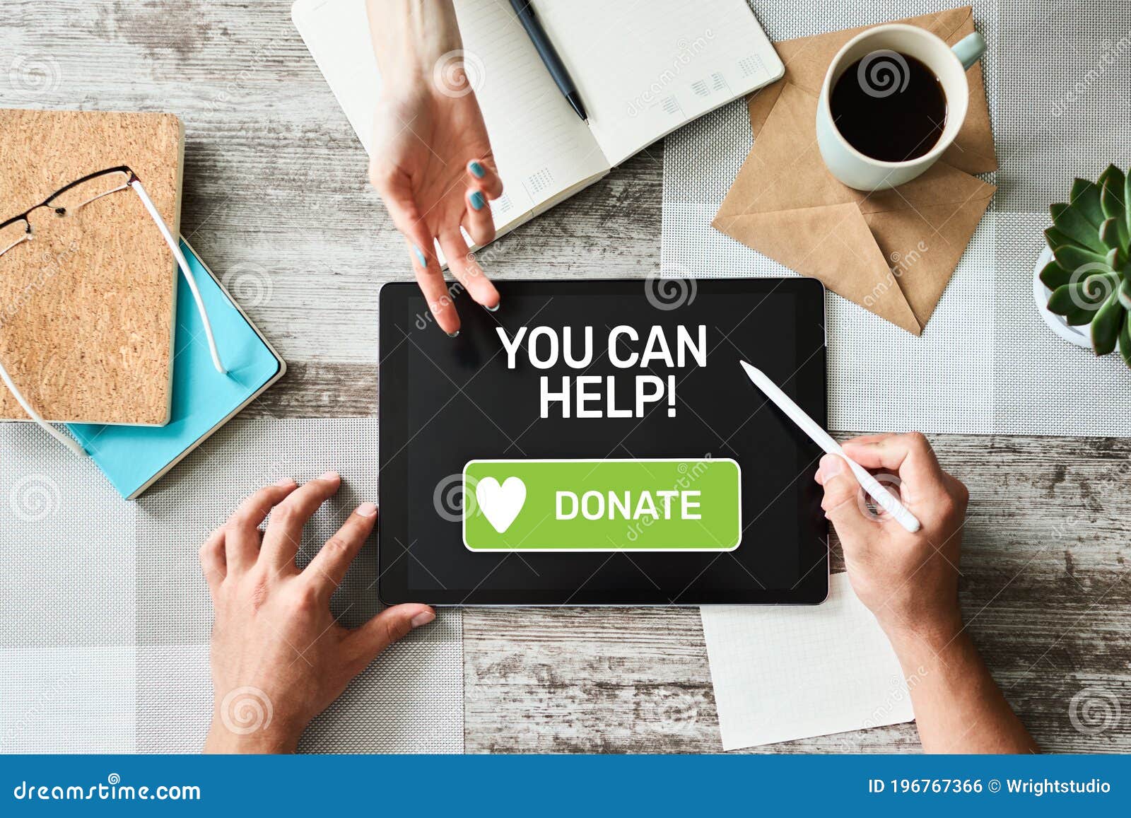 Help and Donation Button on Device Screen. Stock Photo - Image of ...