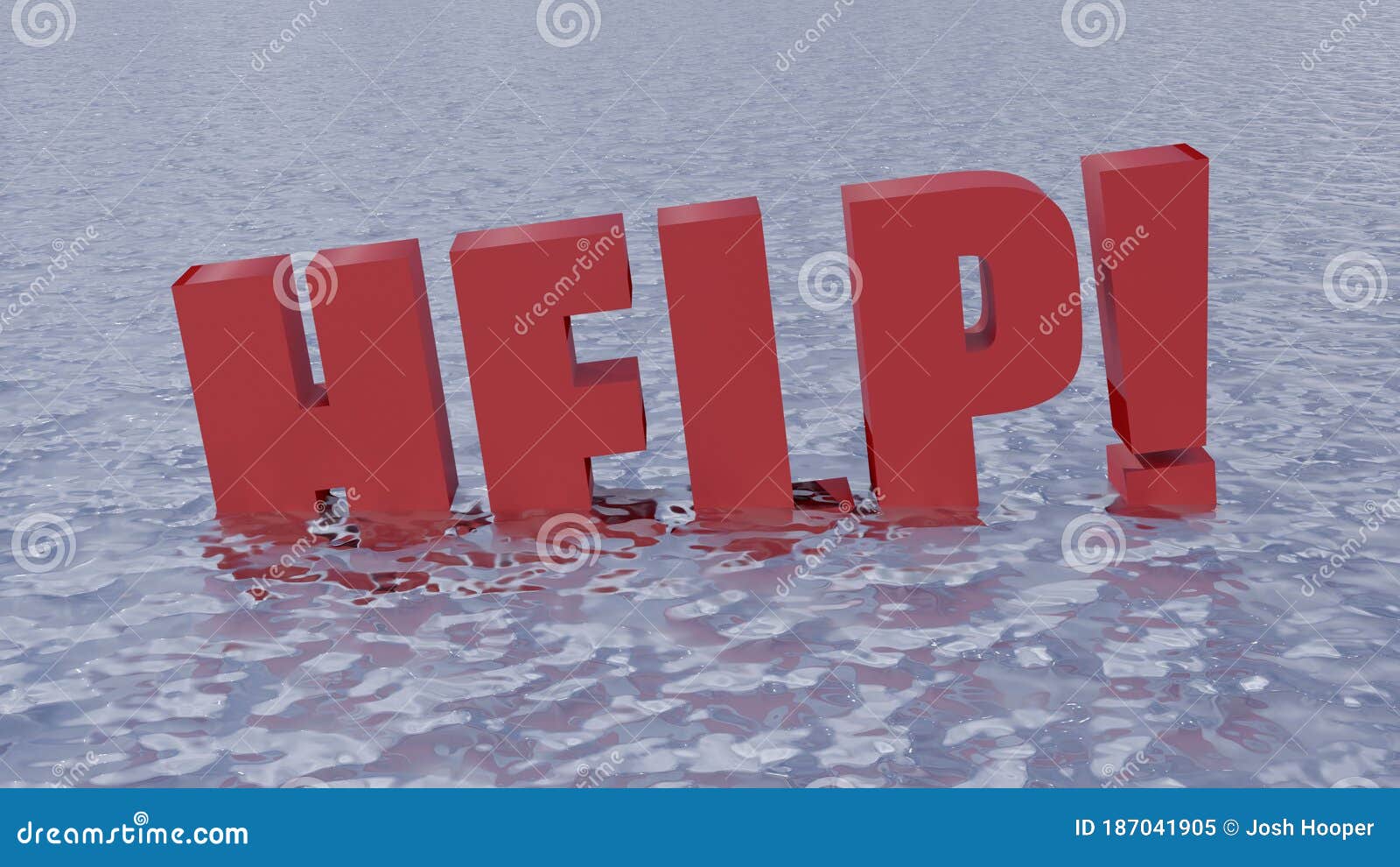 Help! Drowning Message in the Ocean Stock Illustration - Illustration ...