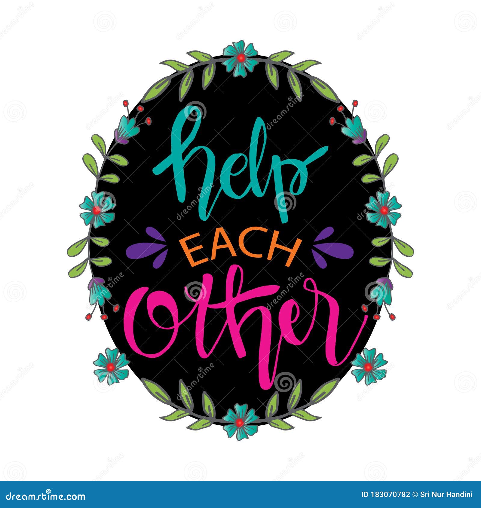 Help Each Other Hand Lettering. Stock Vector - Illustration of family ...