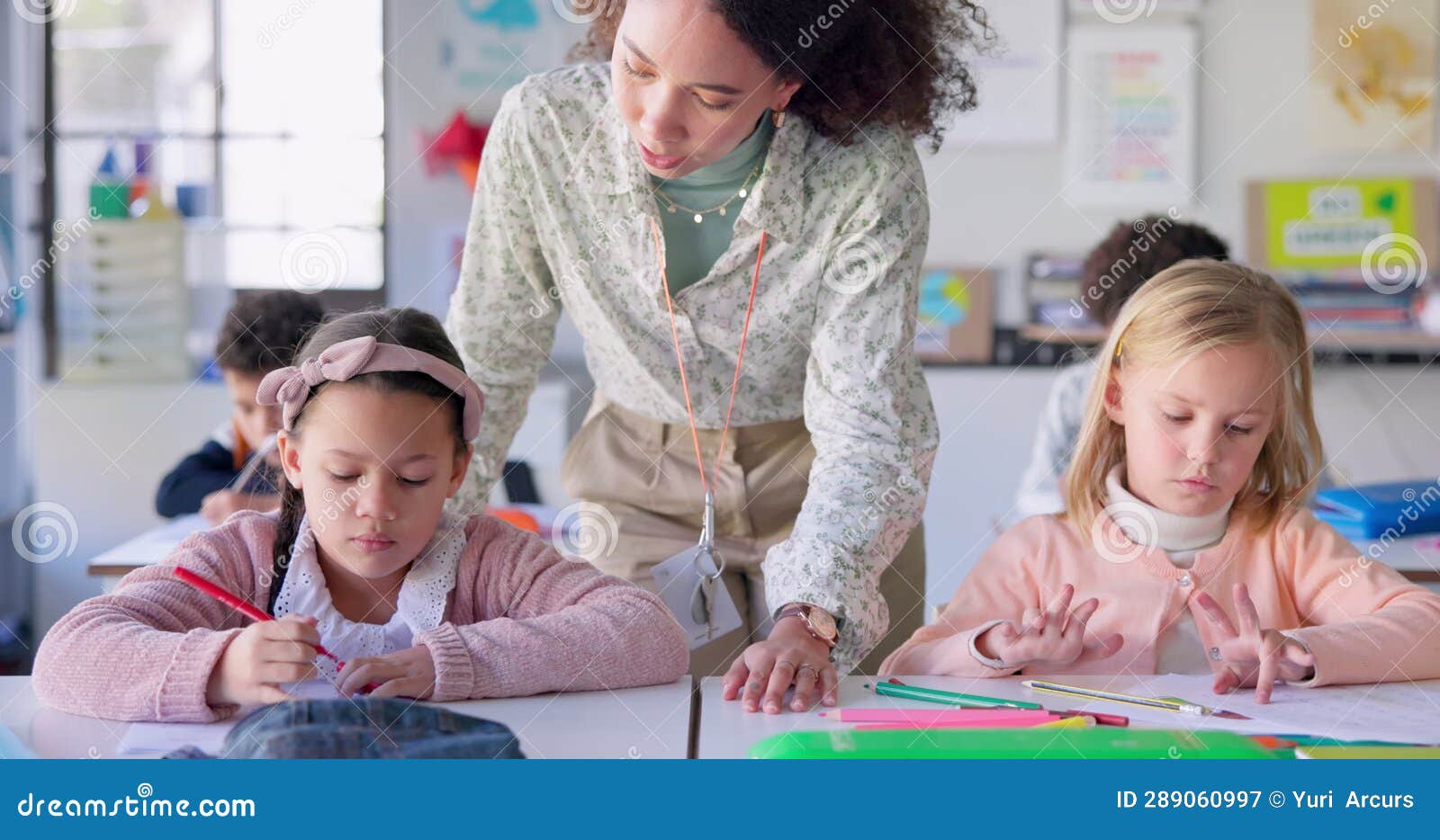 Help, Education and Woman in a Classroom, Children and Explain with ...