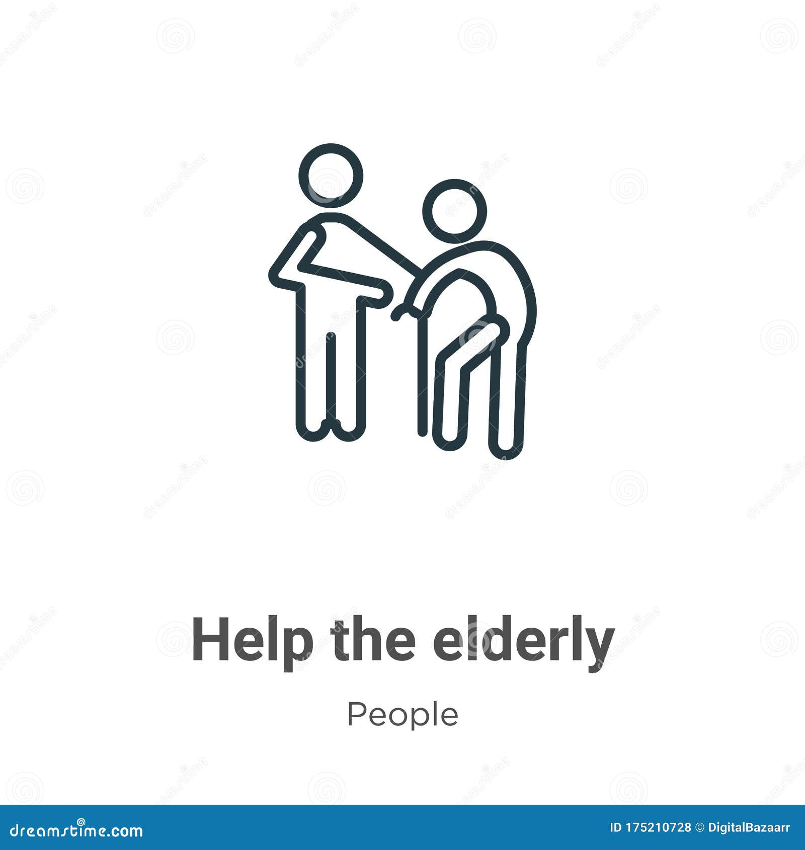 Help the Elderly Outline Vector Icon. Thin Line Black Help the Elderly ...