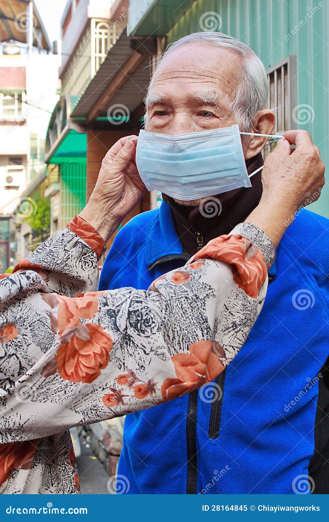 Help Elderly People To Wear Mask Stock Image - Image of disease ...