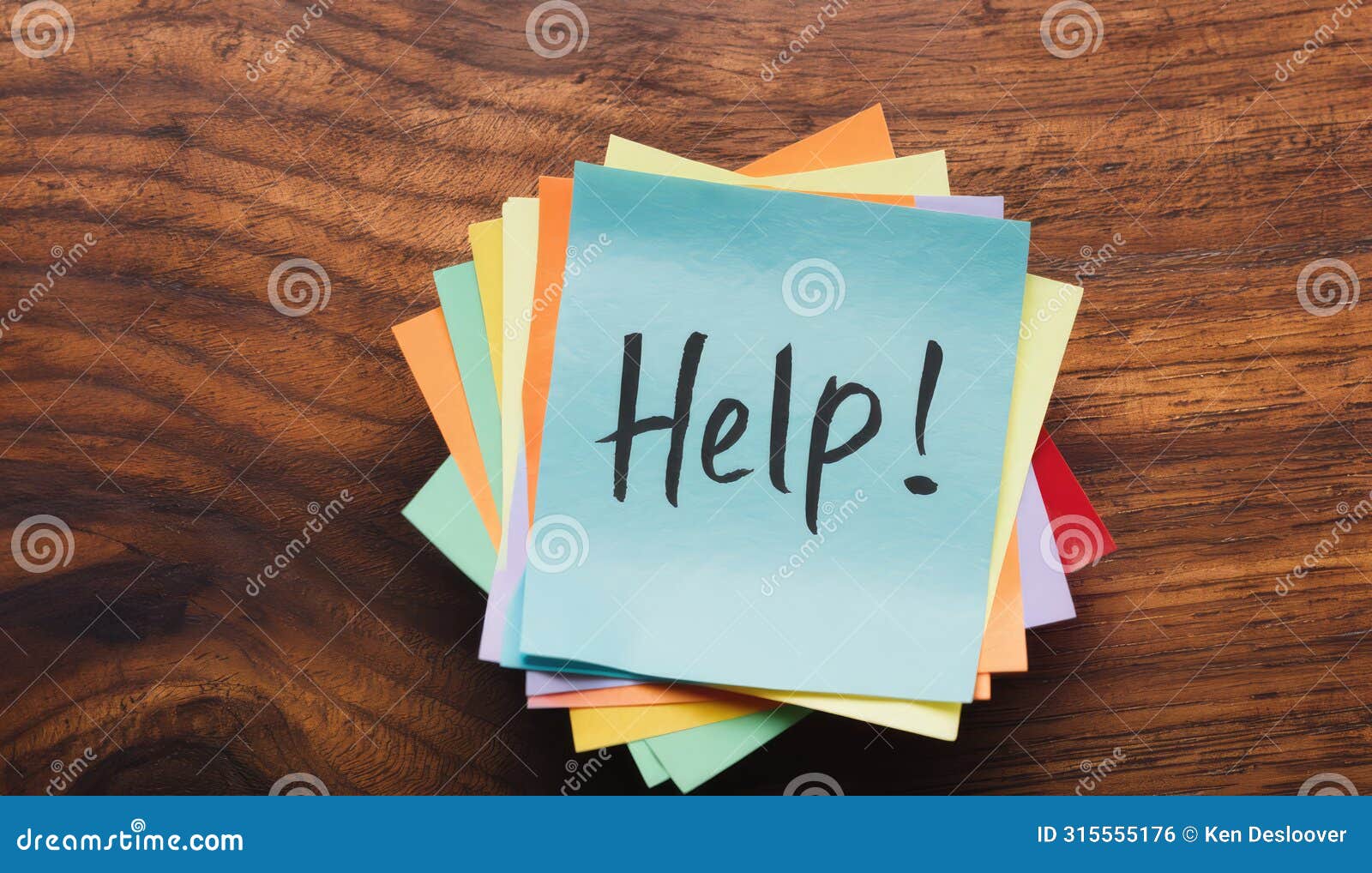 Help Exclamation Point Request on Stack Colorful Sticky Notes Copy ...