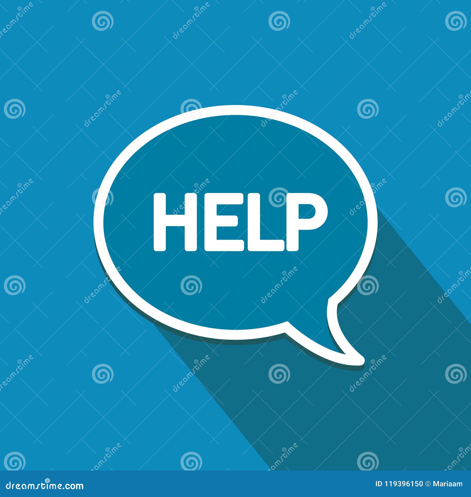Help! Flat Design Icon. Speech Bubble, Online Communications and ...