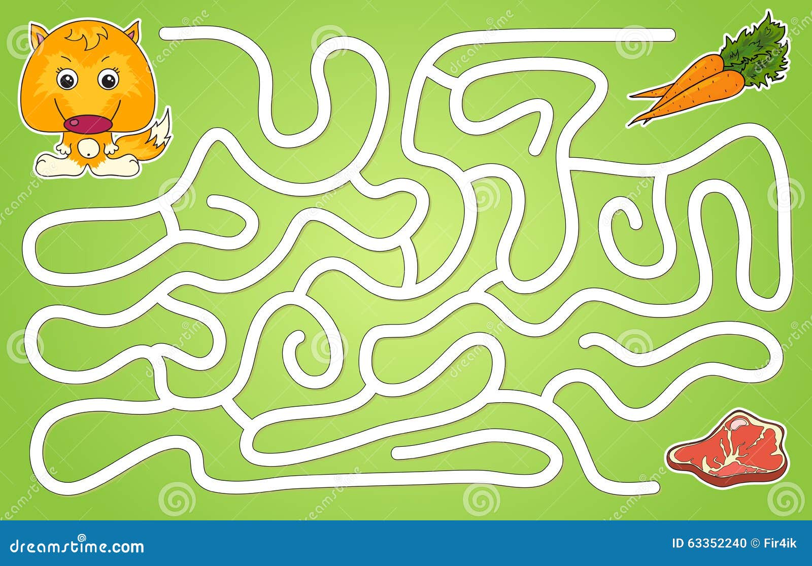 Help a Fox Pass through a Maze and Find Meat Stock Vector ...