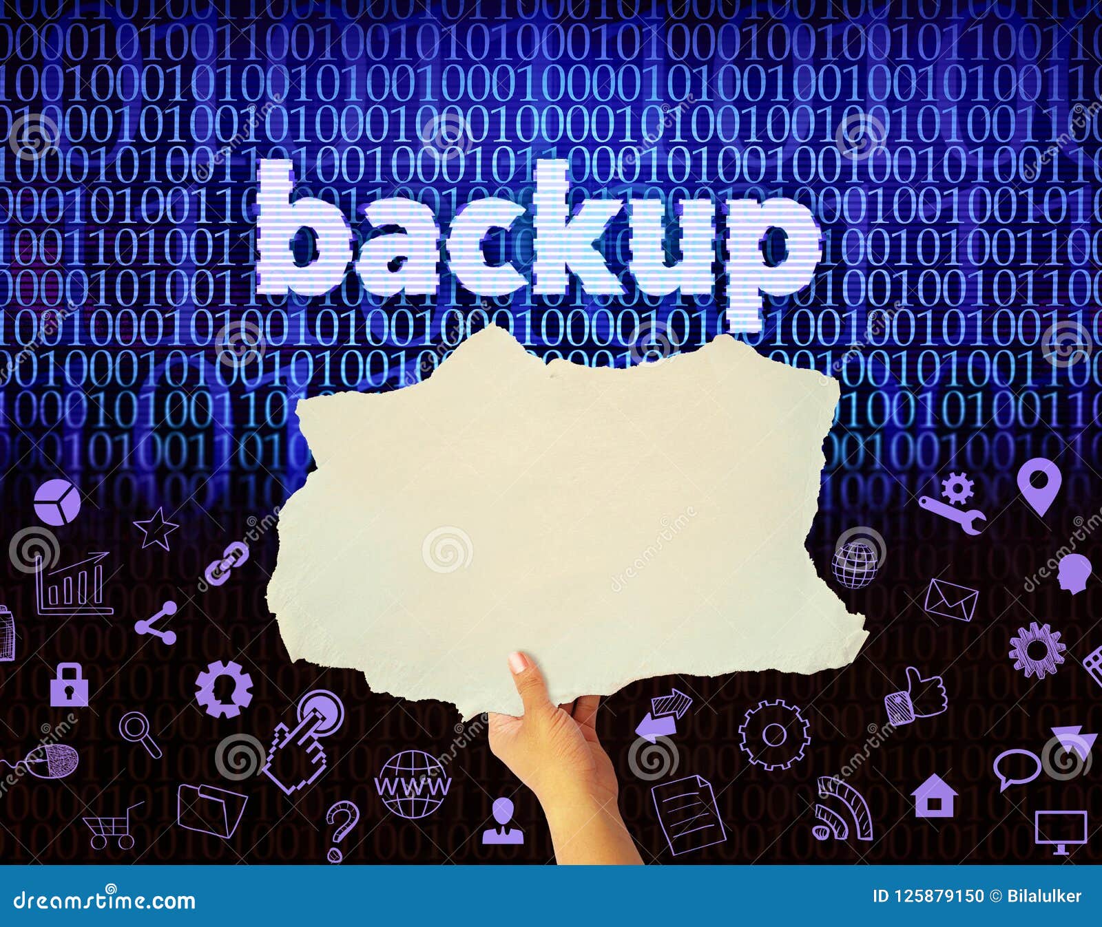 Backup, Hands Holding Blank Paper Stock Photo - Image of design ...