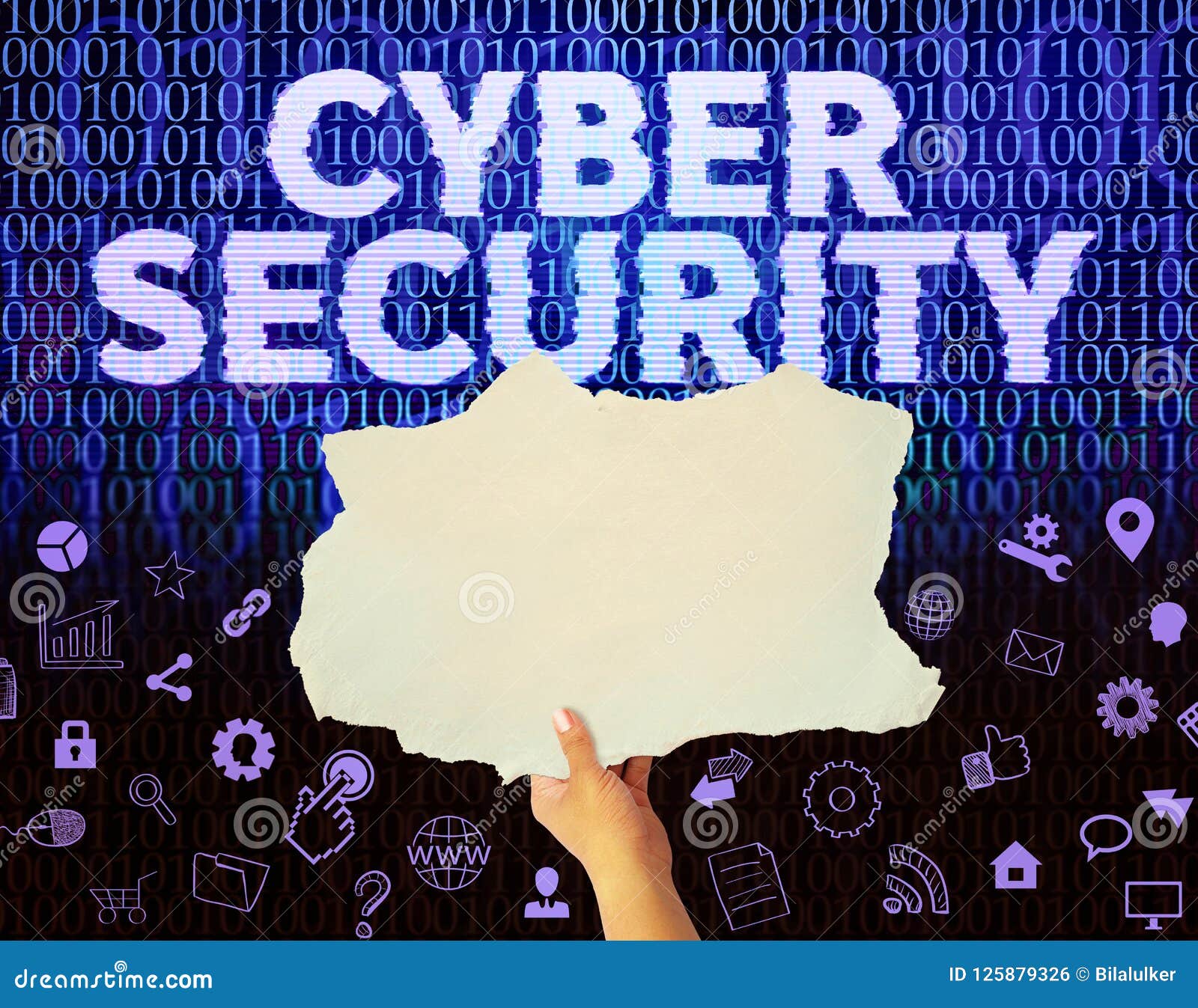 Cyber Security, Hands Holding Blank Paper Stock Photo - Image of ...