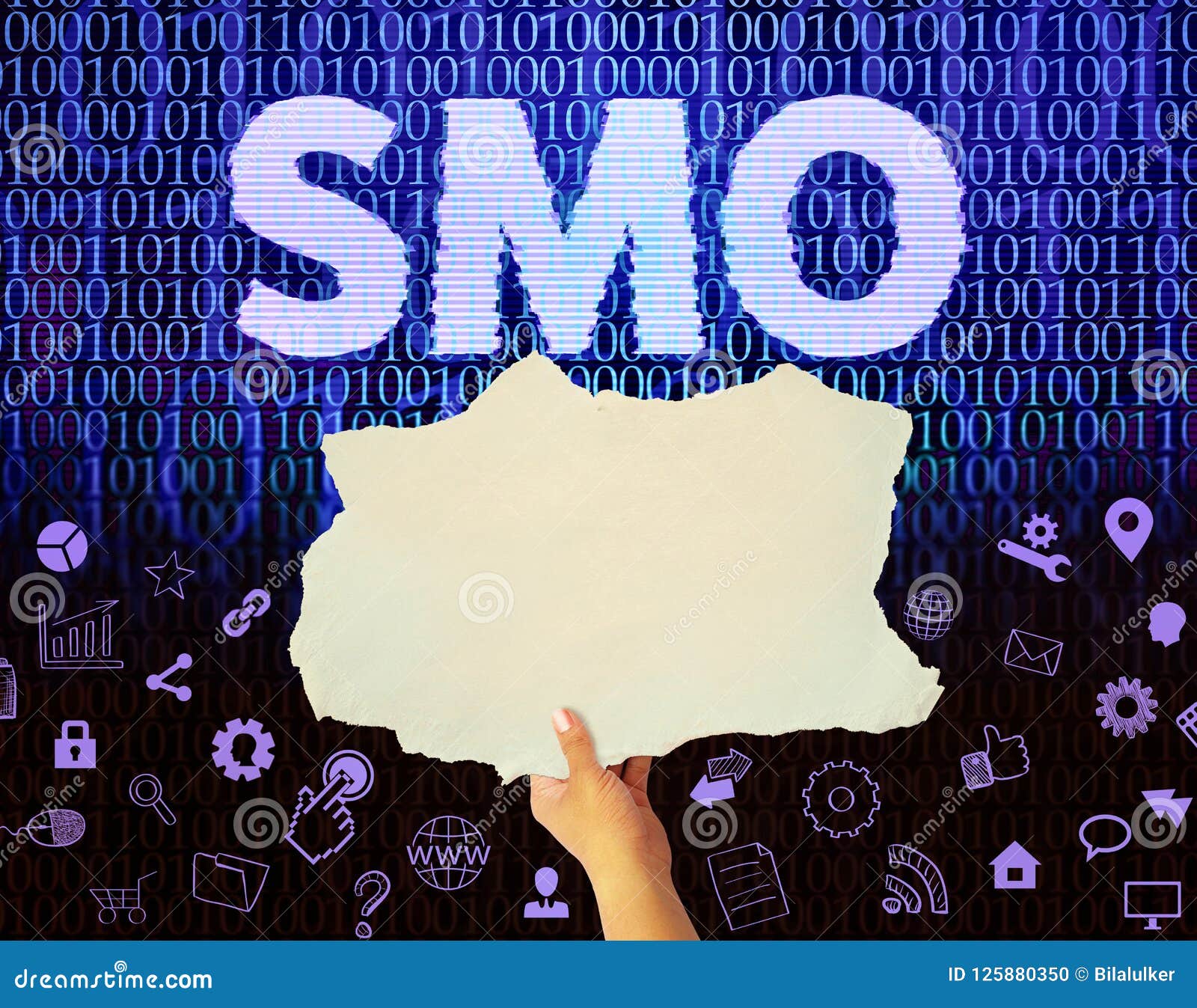 SMO, Search Marketing Optimization, Hands Holding Blank Paper Stock ...