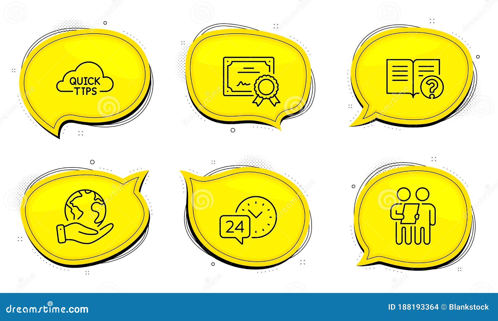 Help, 24h Service and Quick Tips Icons Set. Survey Sign. Documentation ...