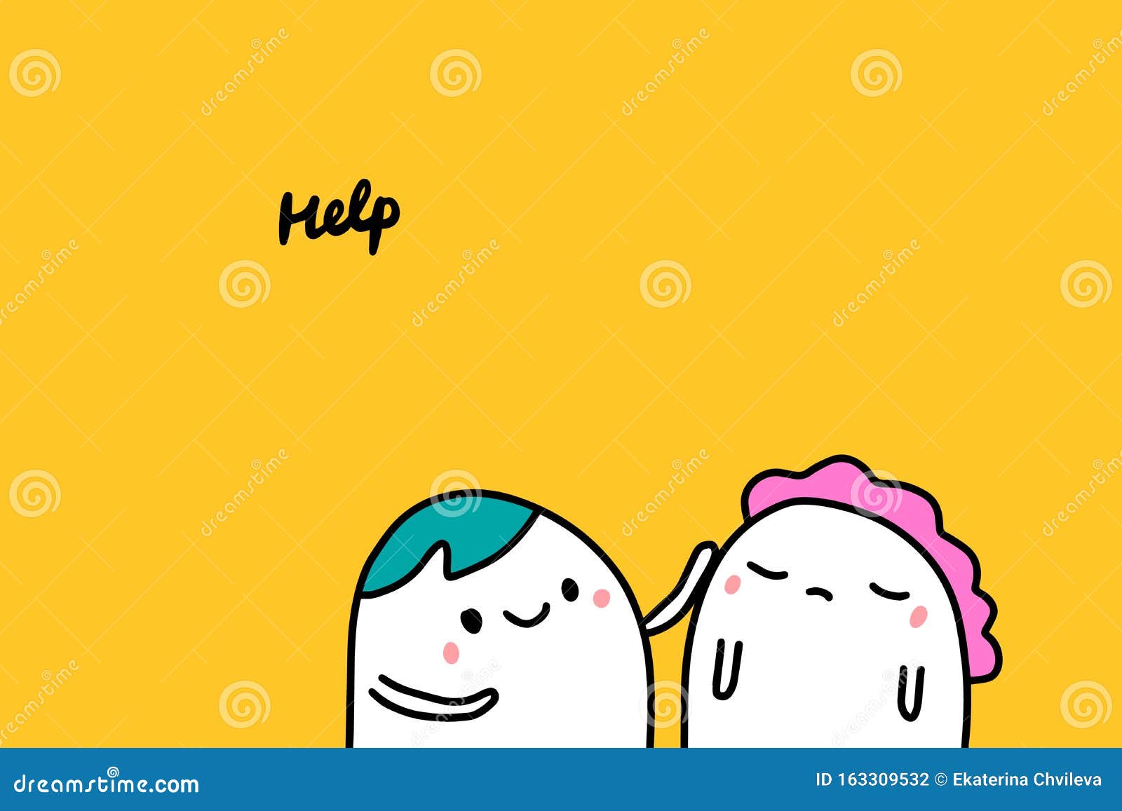 Help Hand Drawn Vector Illustration in Cartoon Comic Style People ...